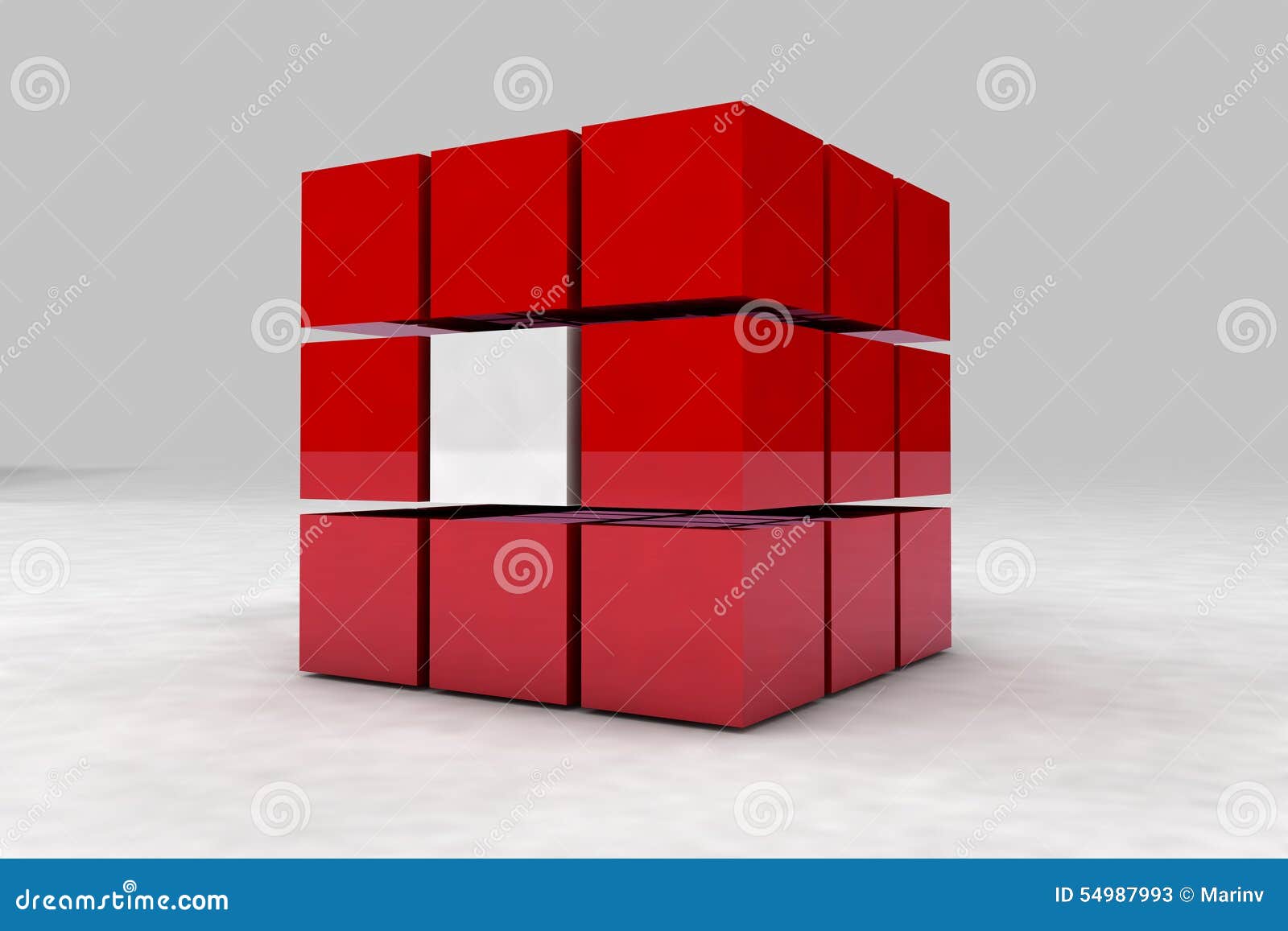 Geometric Body Made of Red and White Cubes Stock Illustration ...