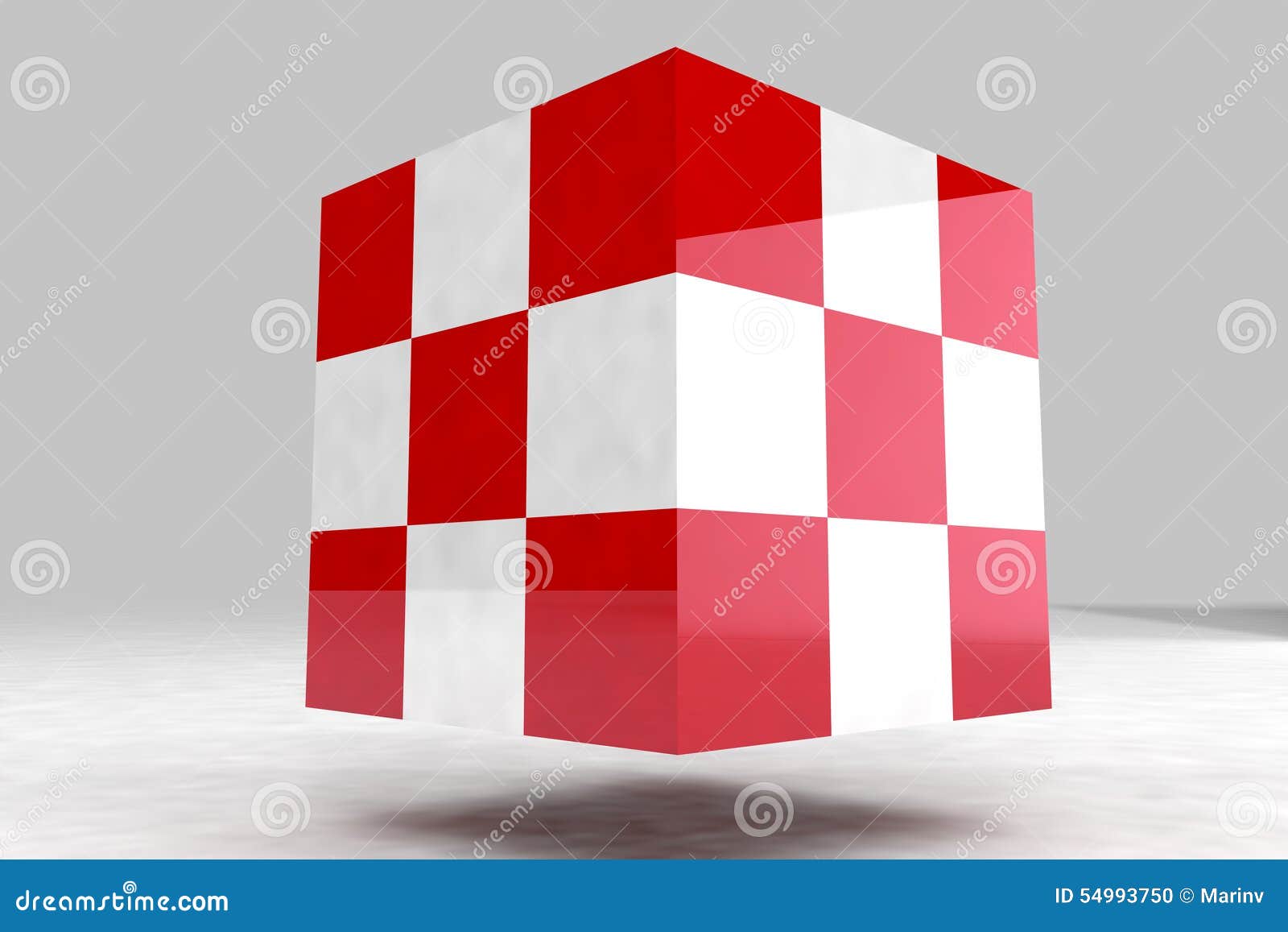 Geometric Body Made of Red and White Cubes Stock Illustration ...