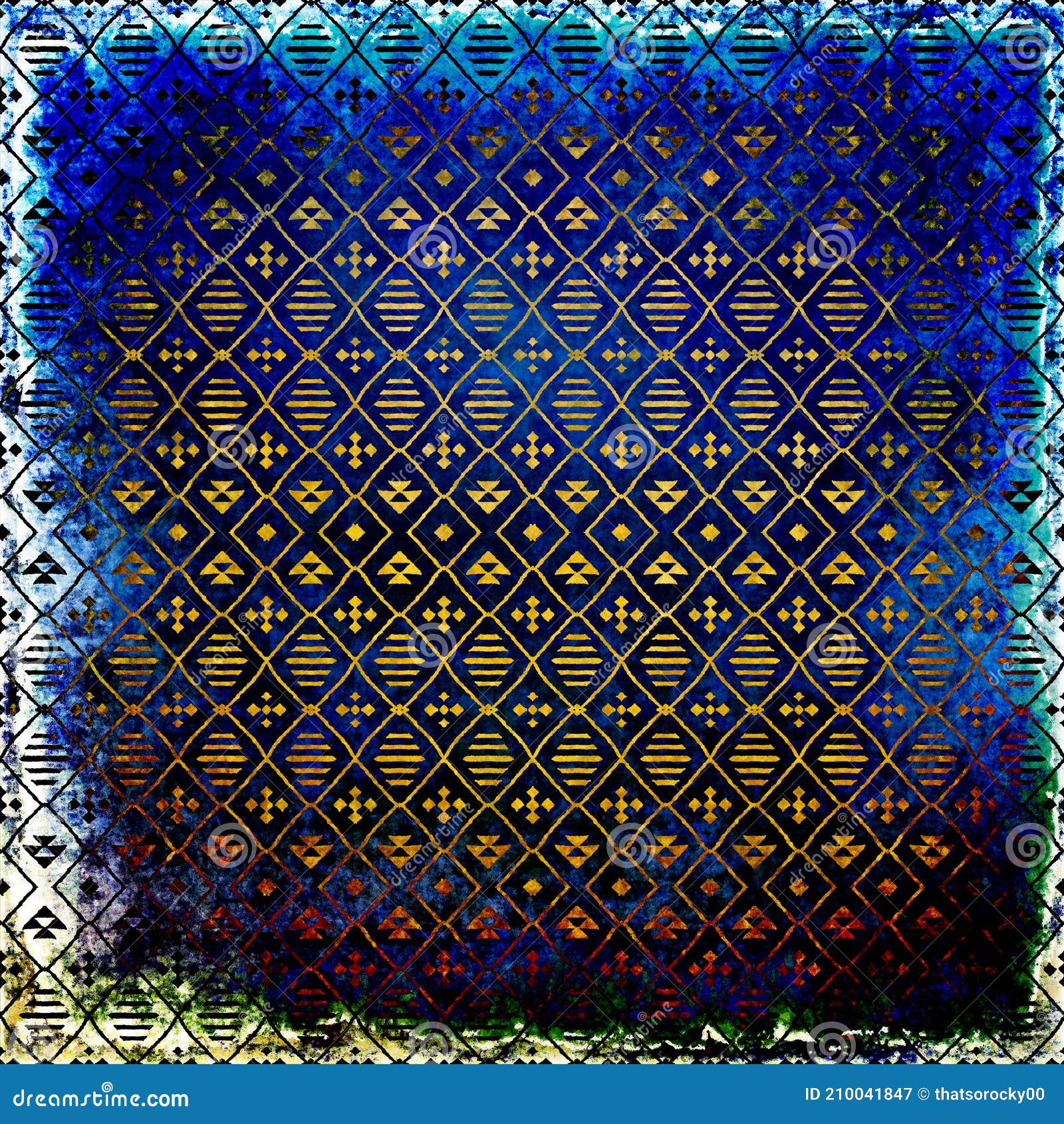 Geometric Boho Style Tribal Pattern with Distressed Texture and Effect ...