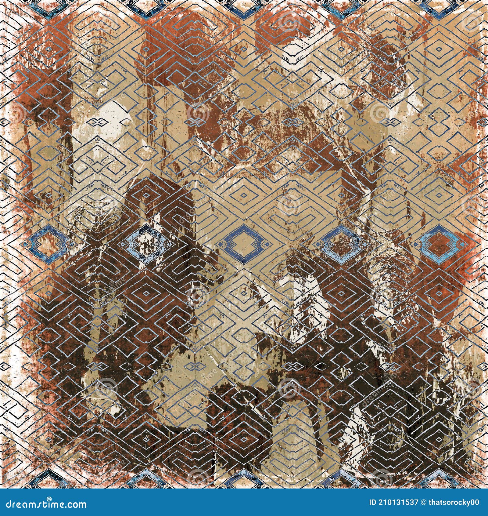 Geometric Boho Style Tribal Pattern with Distressed Texture and Effect ...