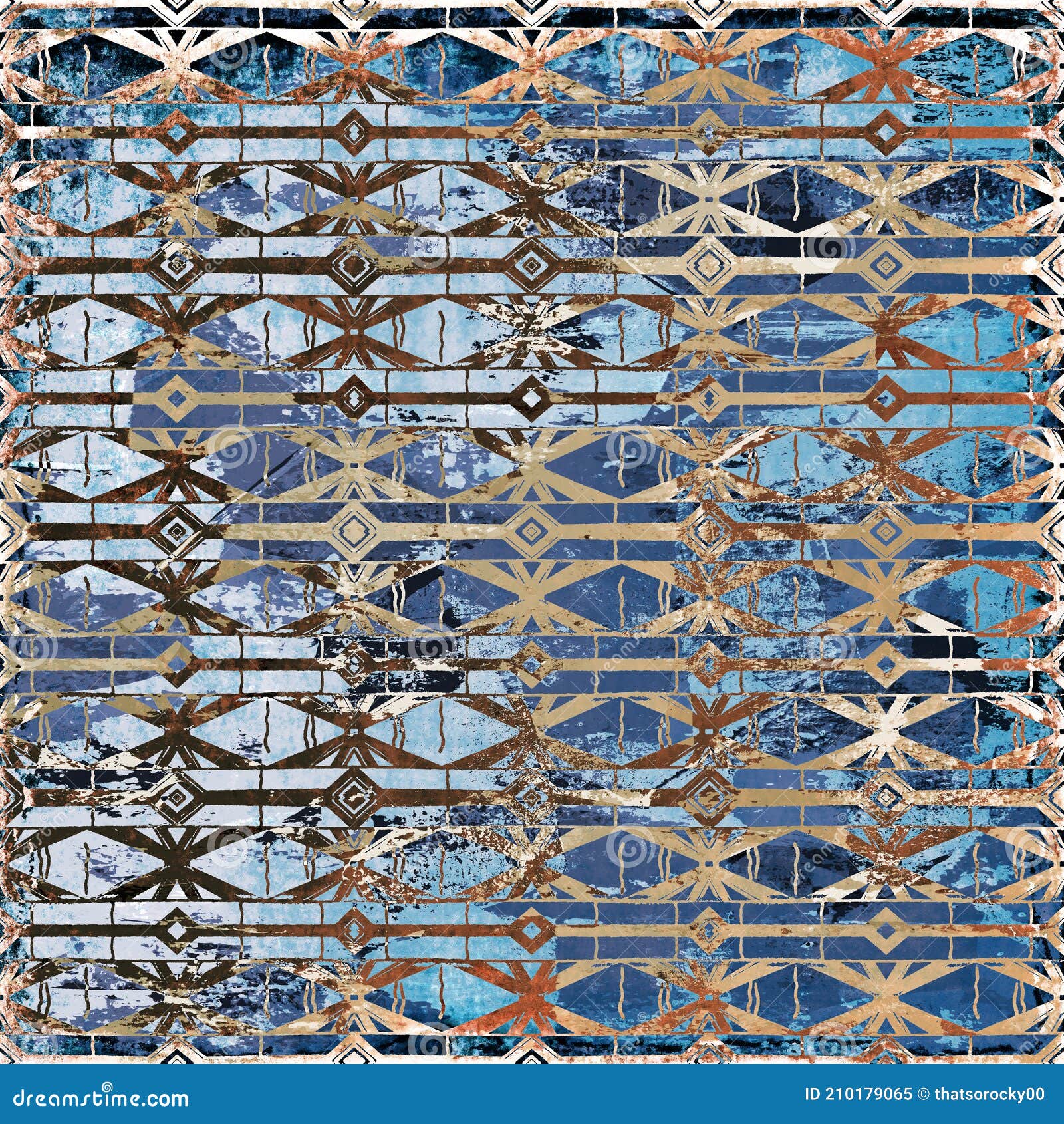 Geometric Boho Style Tribal Pattern with Distressed Texture and Effect ...