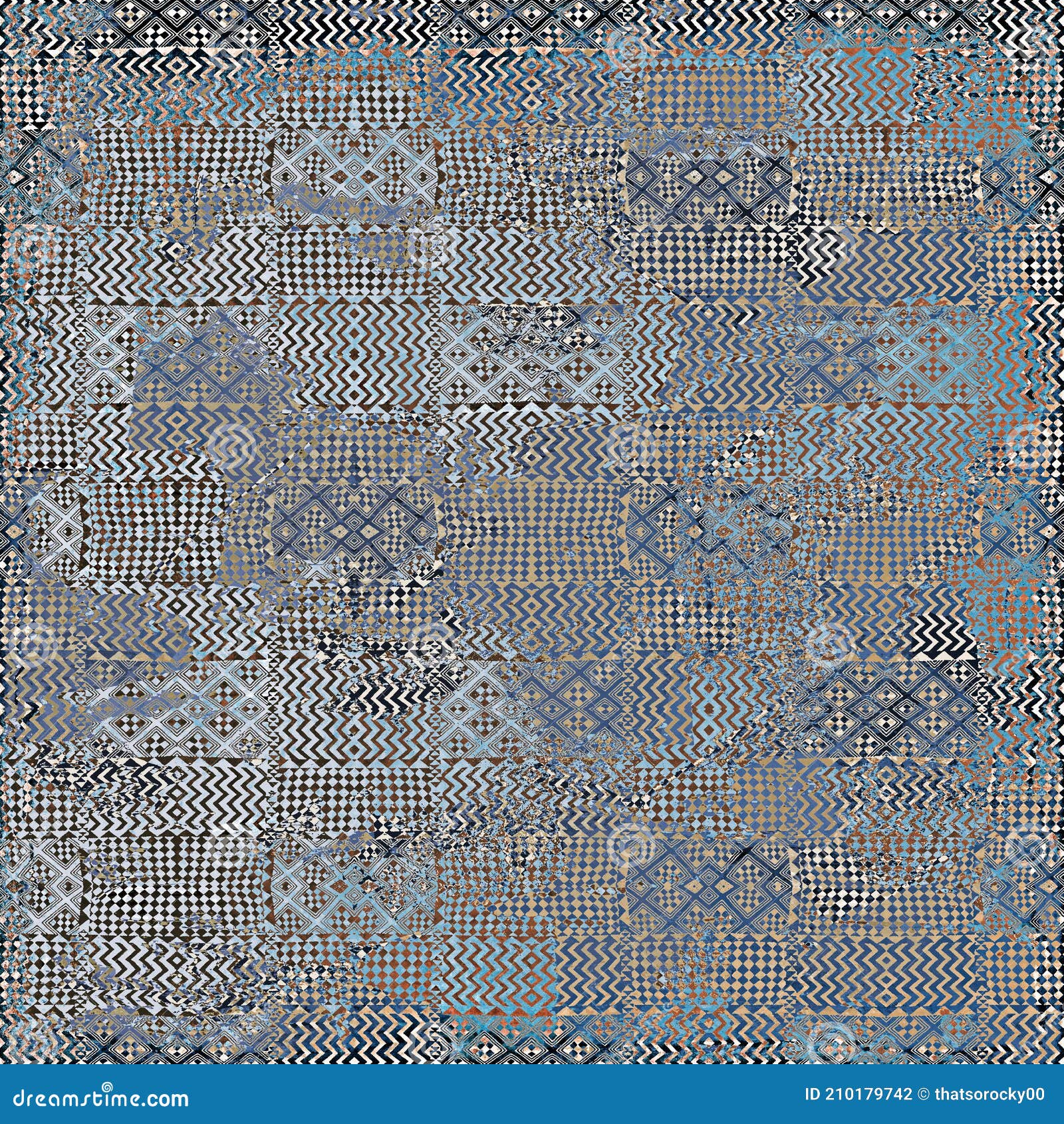 Geometric Boho Style Tribal Pattern with Distressed Texture and Effect ...