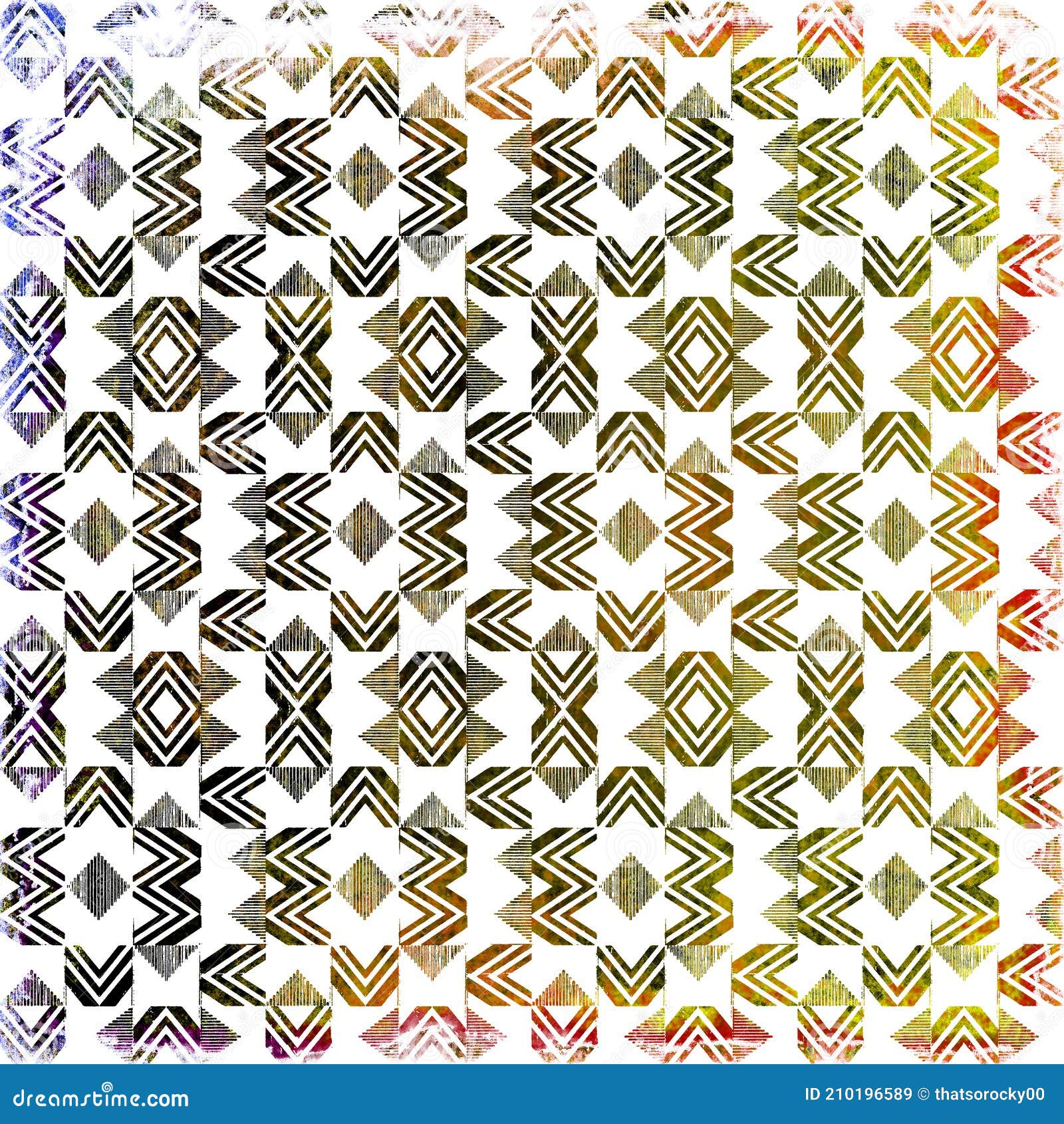 Geometric Boho Style Tribal Pattern with Distressed Texture and Effect ...