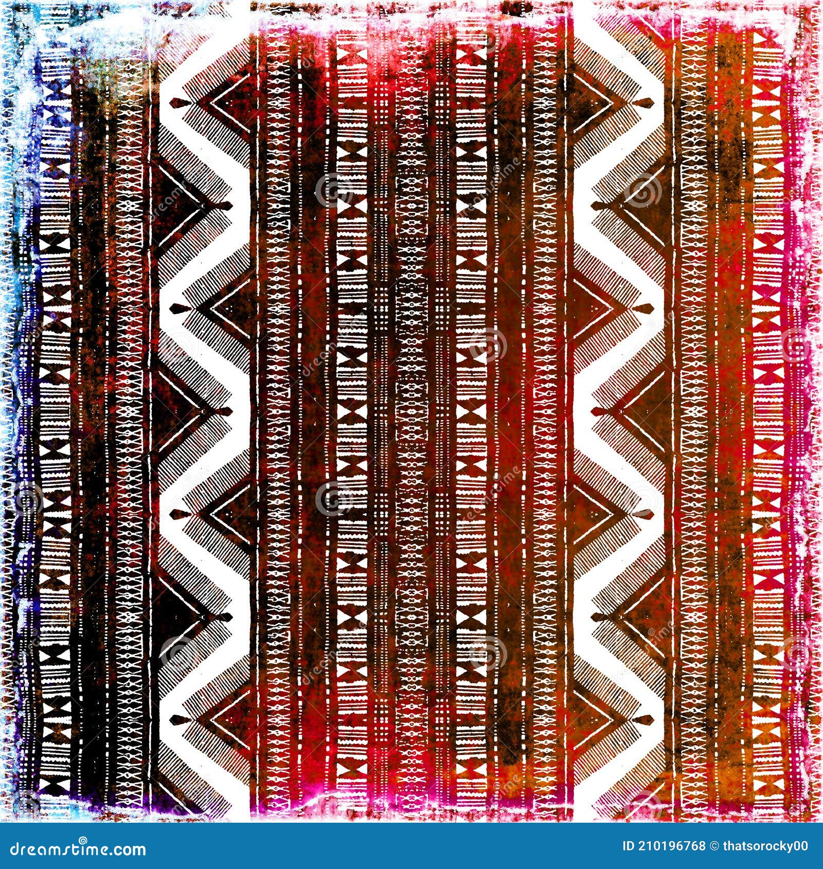 Geometric Boho Style Tribal Pattern with Distressed Texture and Effect ...