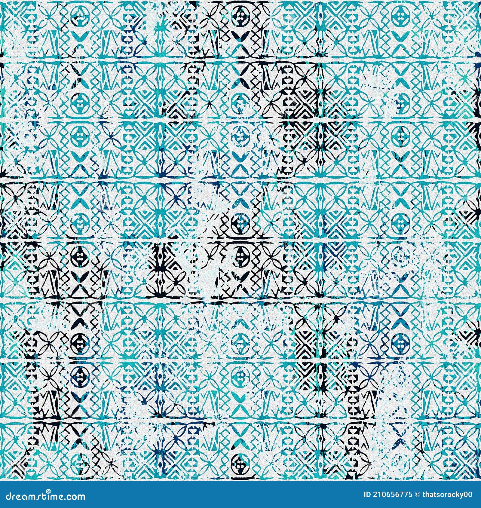 Geometric Boho Style Tribal Pattern with Distressed Texture and Effect ...