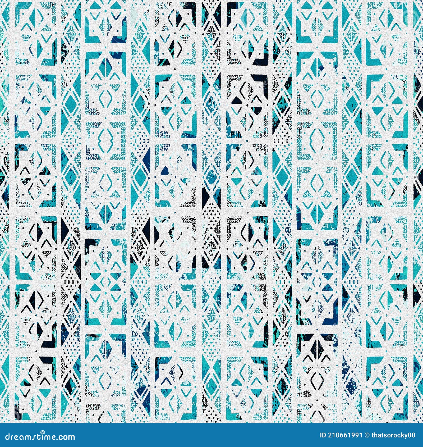 Geometric Boho Style Tribal Pattern with Distressed Texture and Effect ...