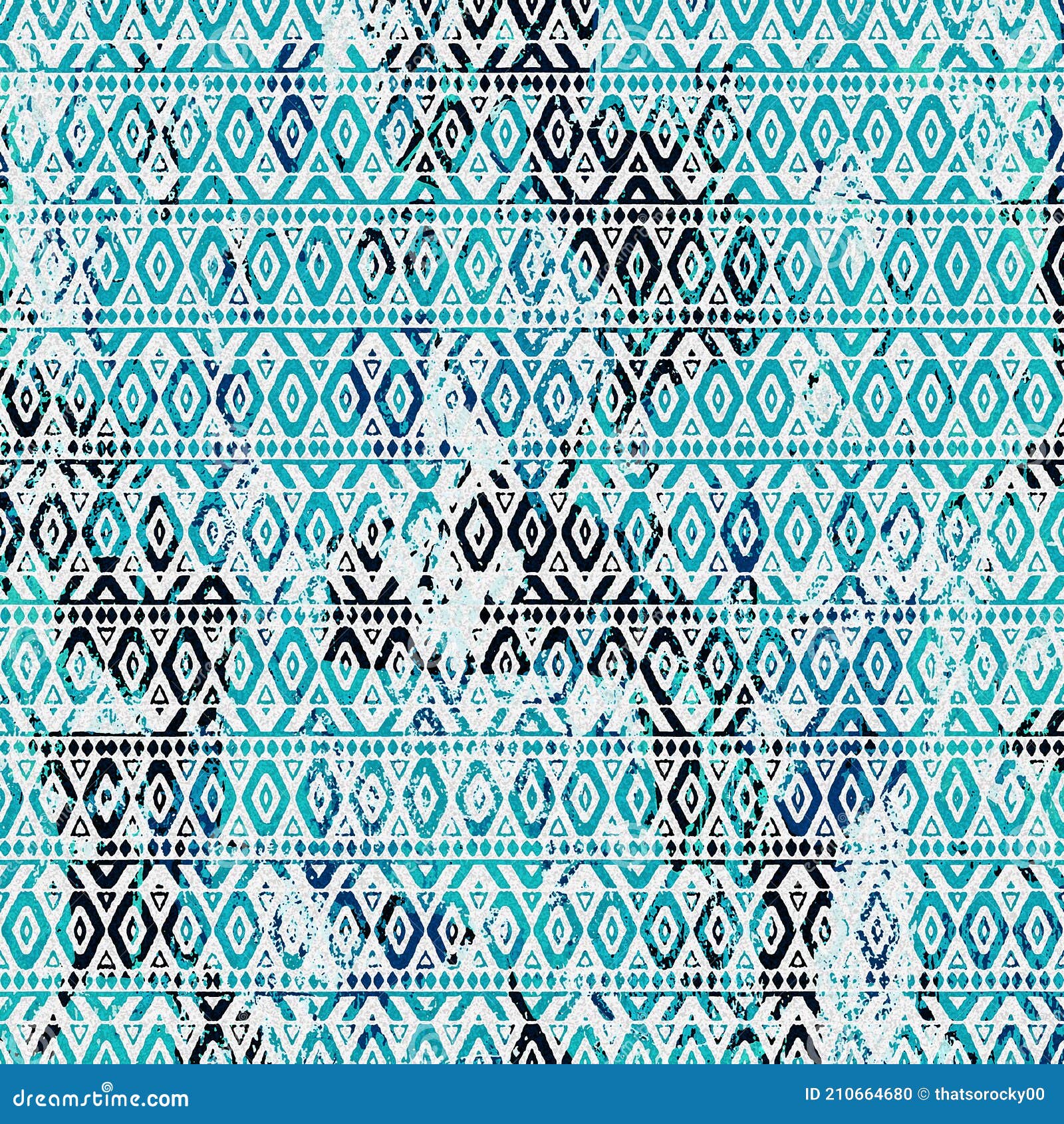 Geometric Boho Style Tribal Pattern with Distressed Texture and Effect ...