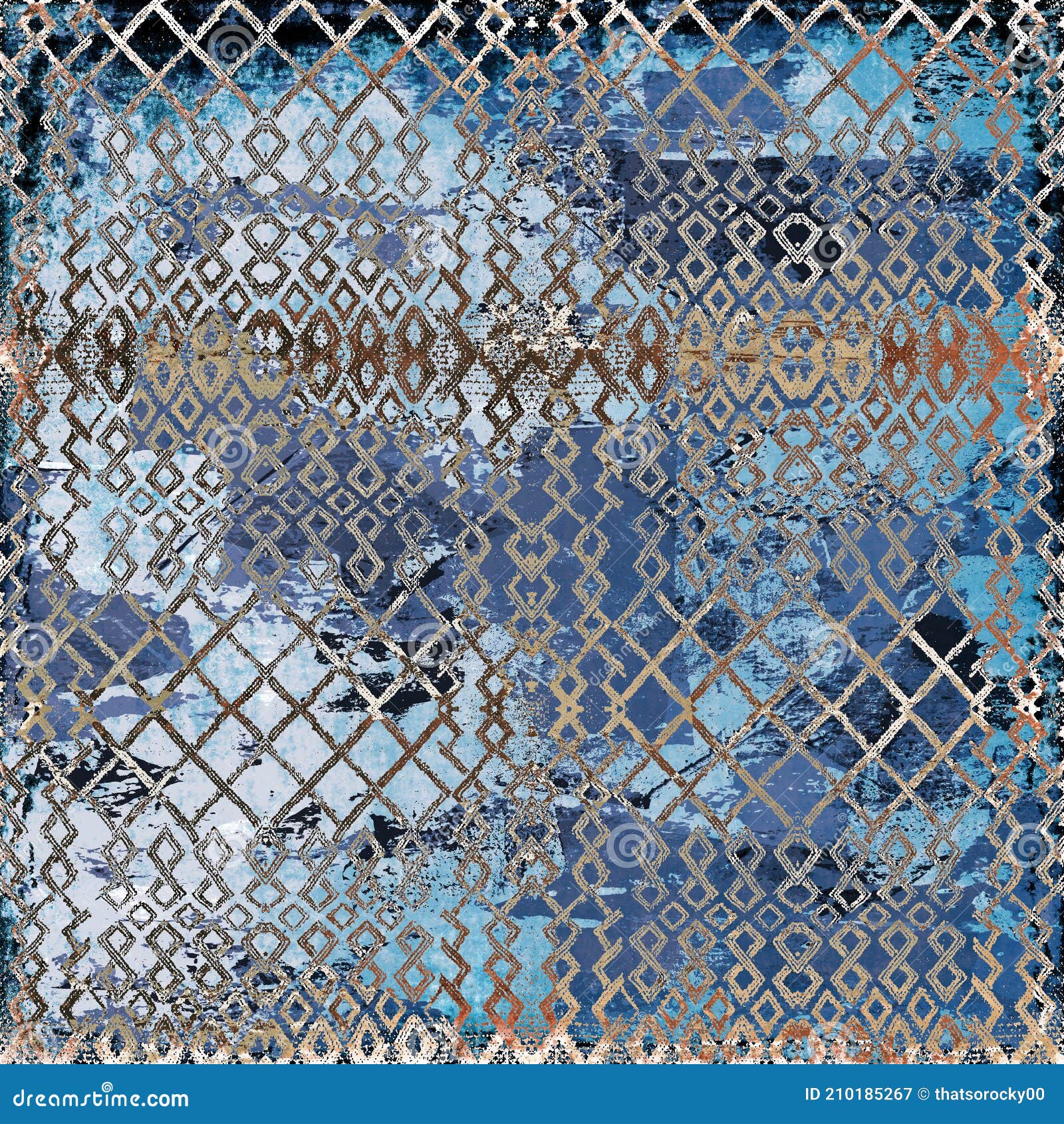 Geometric Boho Style Tribal Pattern with Distressed Texture and Effect ...