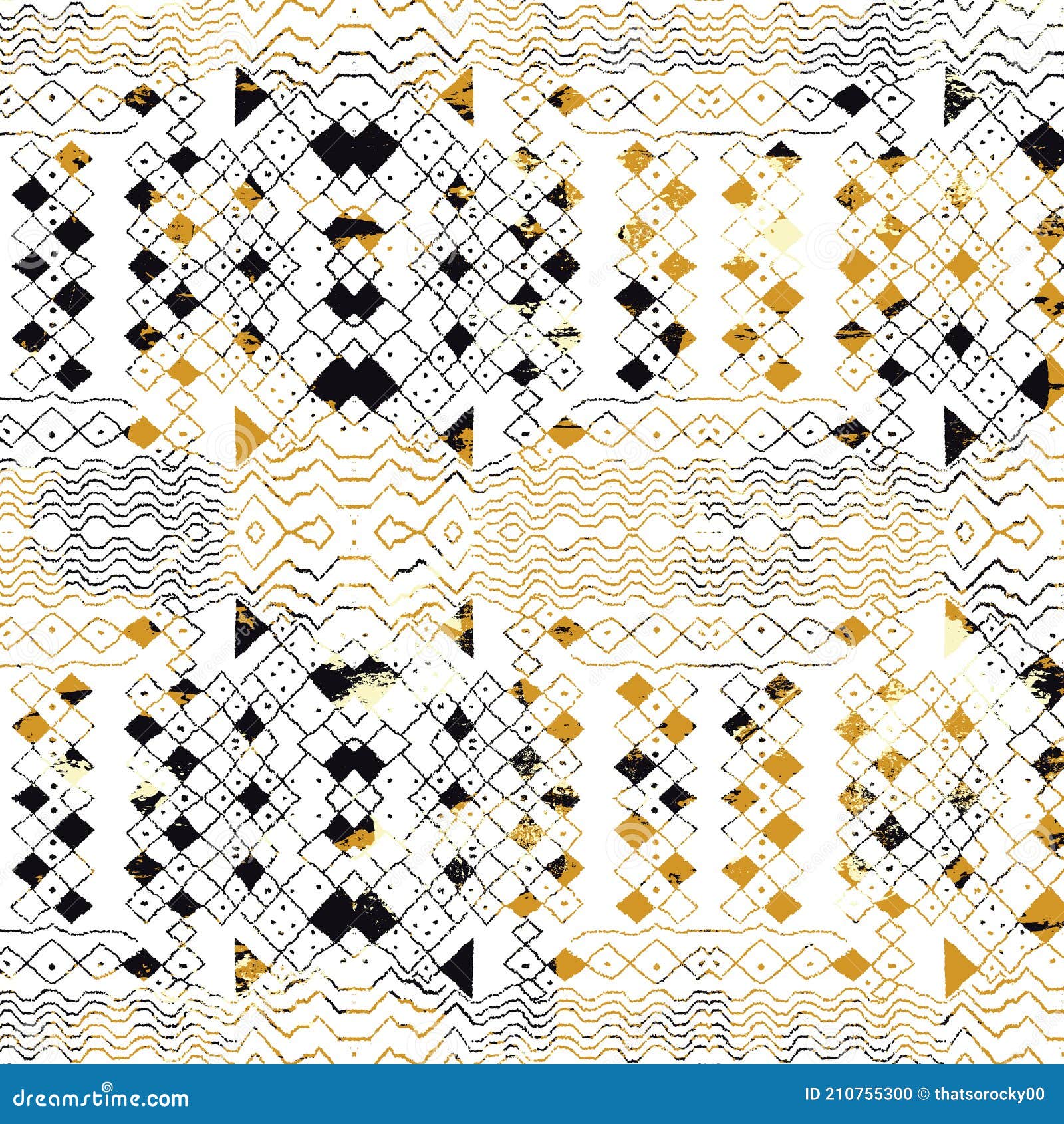 Geometric Boho Style Tribal Pattern with Distressed Texture and Effect ...