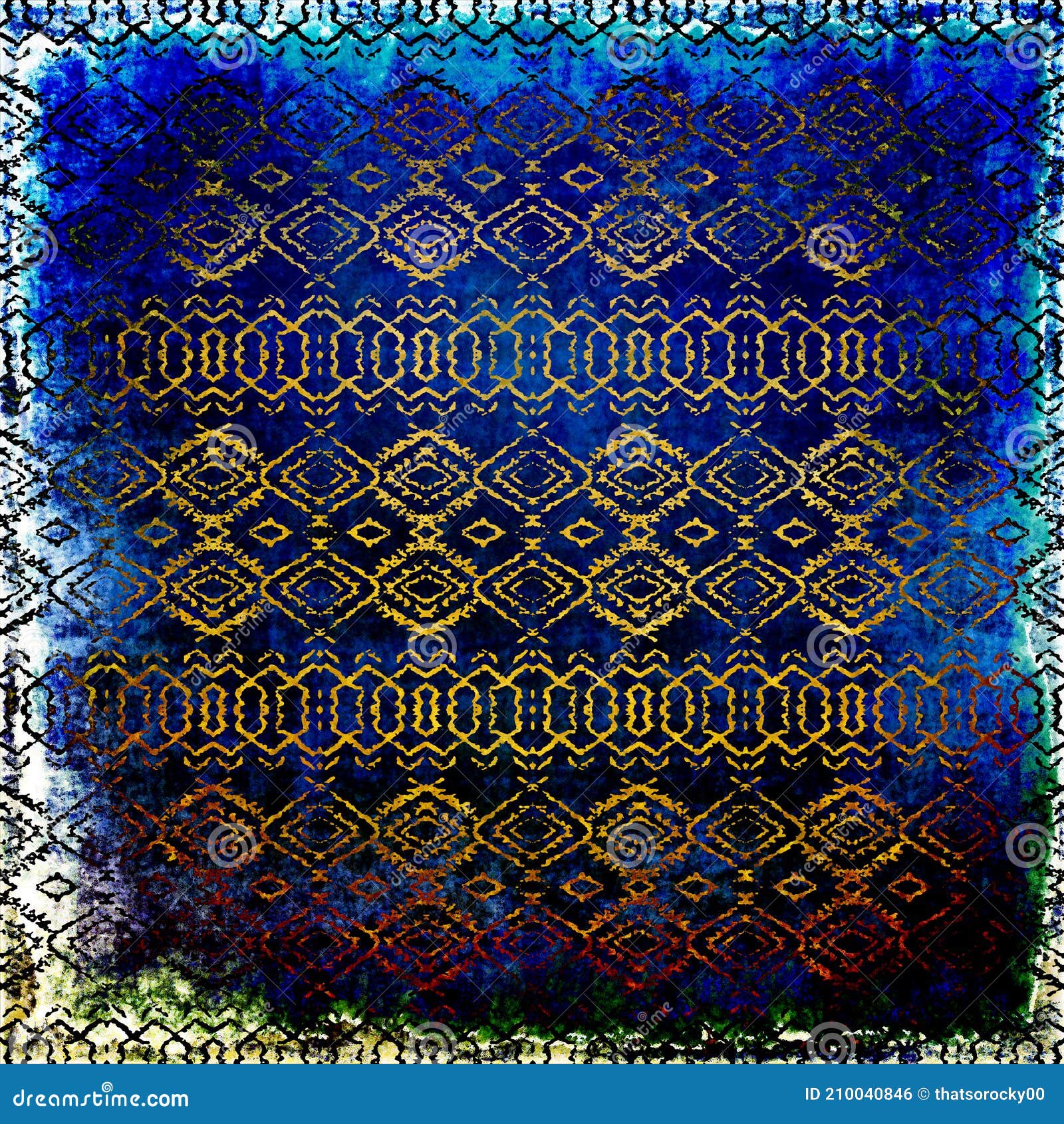 Geometric Boho Style Tribal Pattern with Distressed Texture and Effect ...