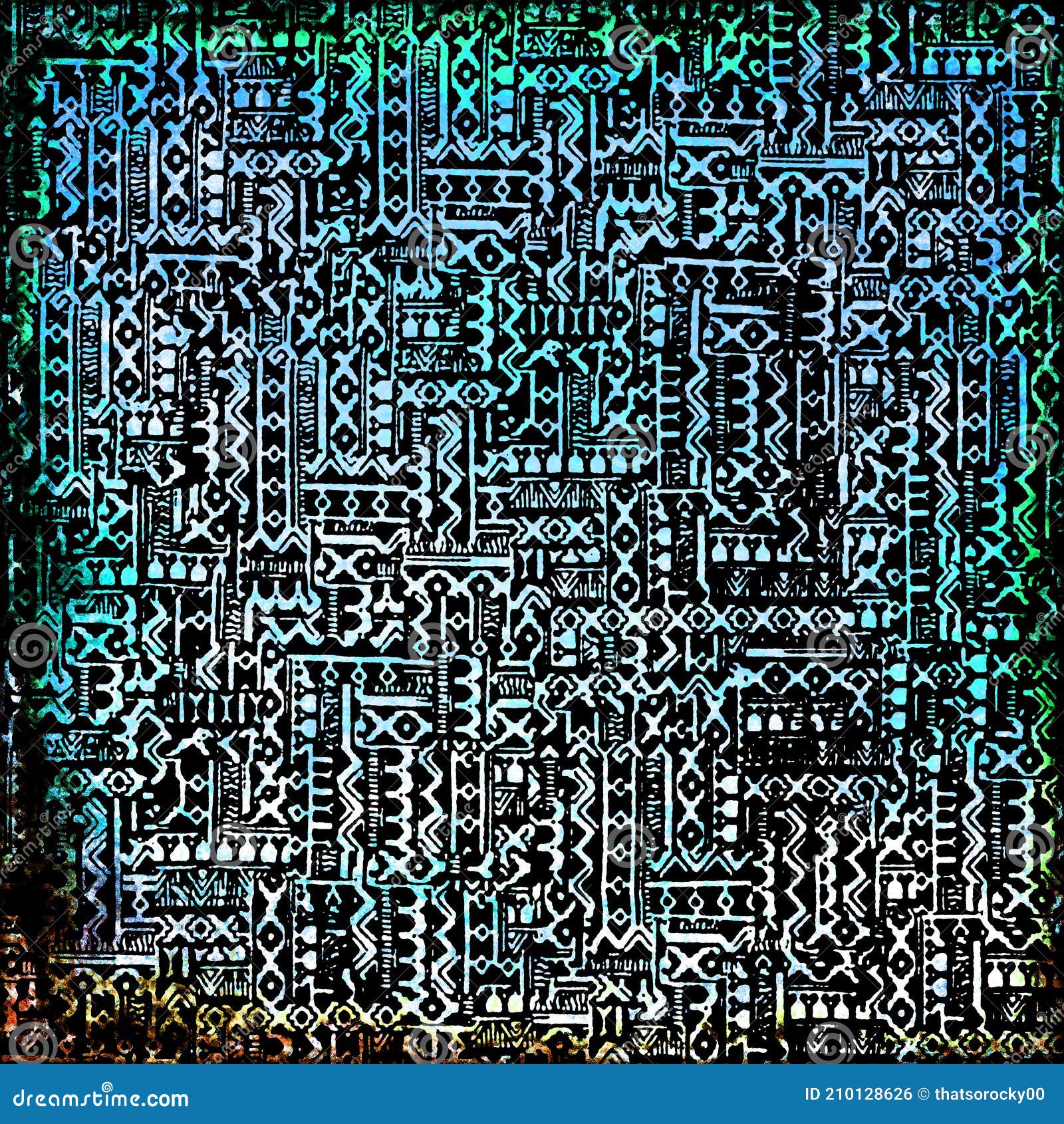 Geometric Boho Style Tribal Pattern with Distressed Texture and Effect ...