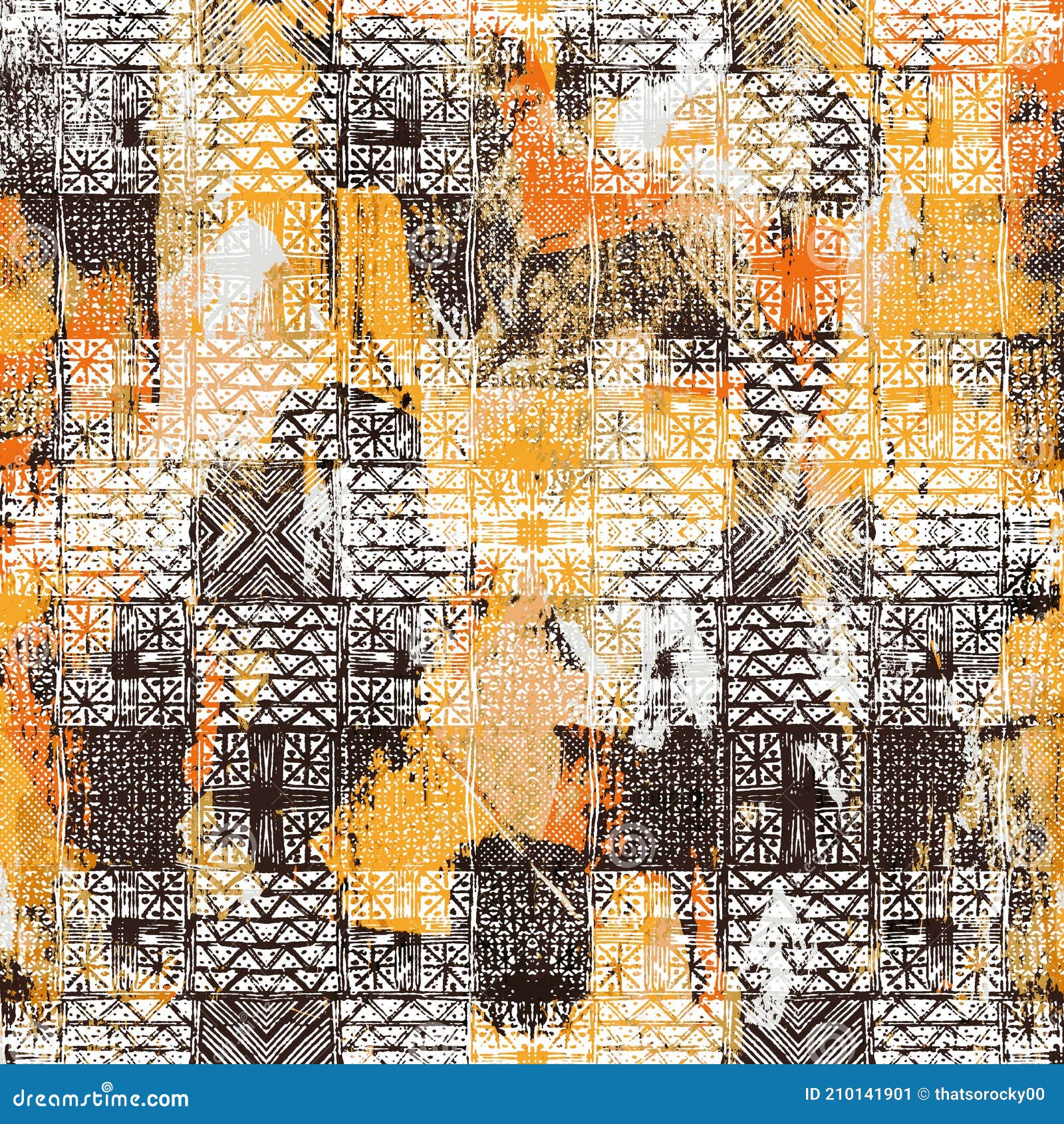 Geometric Boho Style Tribal Pattern with Distressed Texture and Effect ...