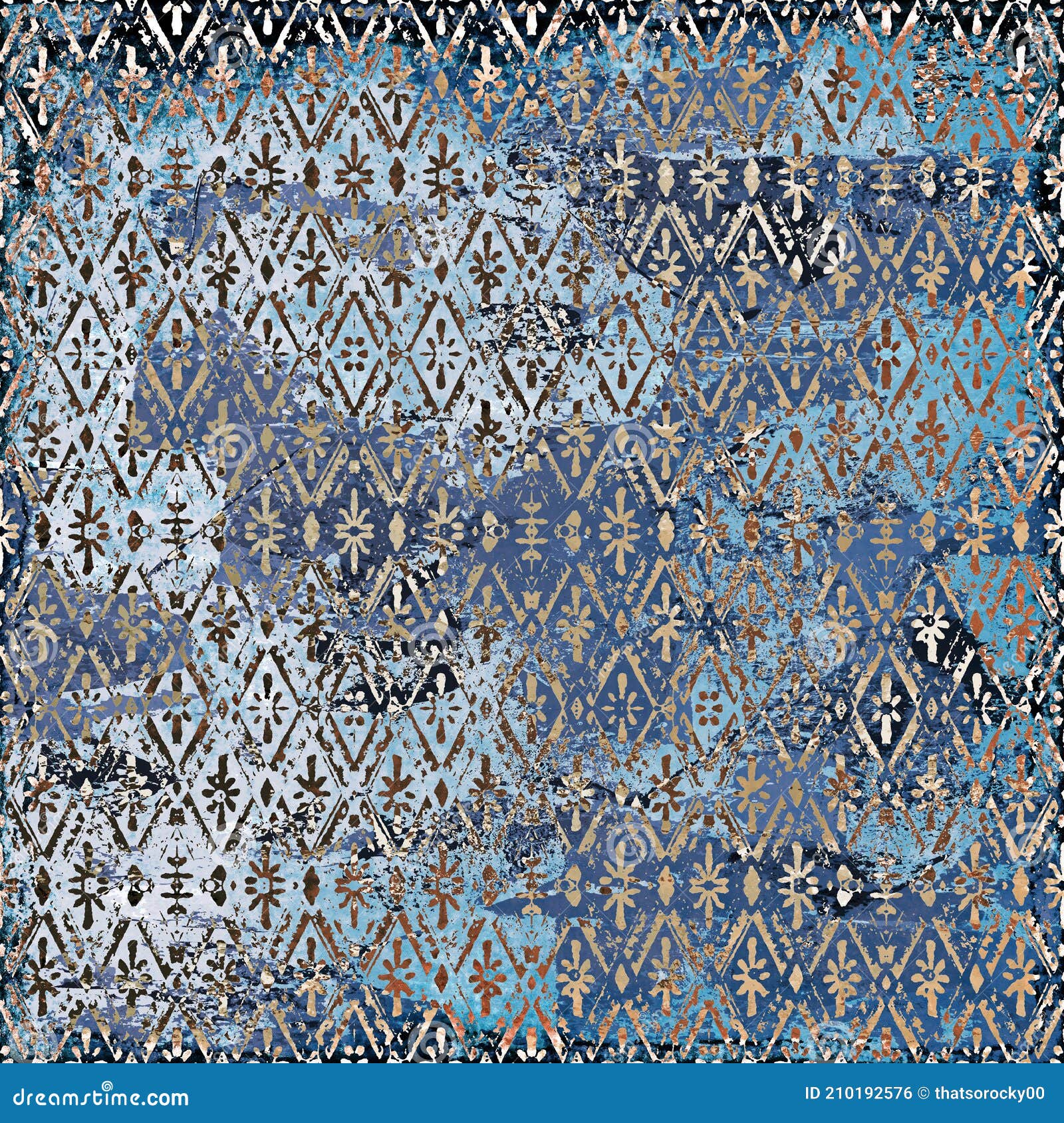 Geometric Boho Style Tribal Pattern with Distressed Texture and Effect ...