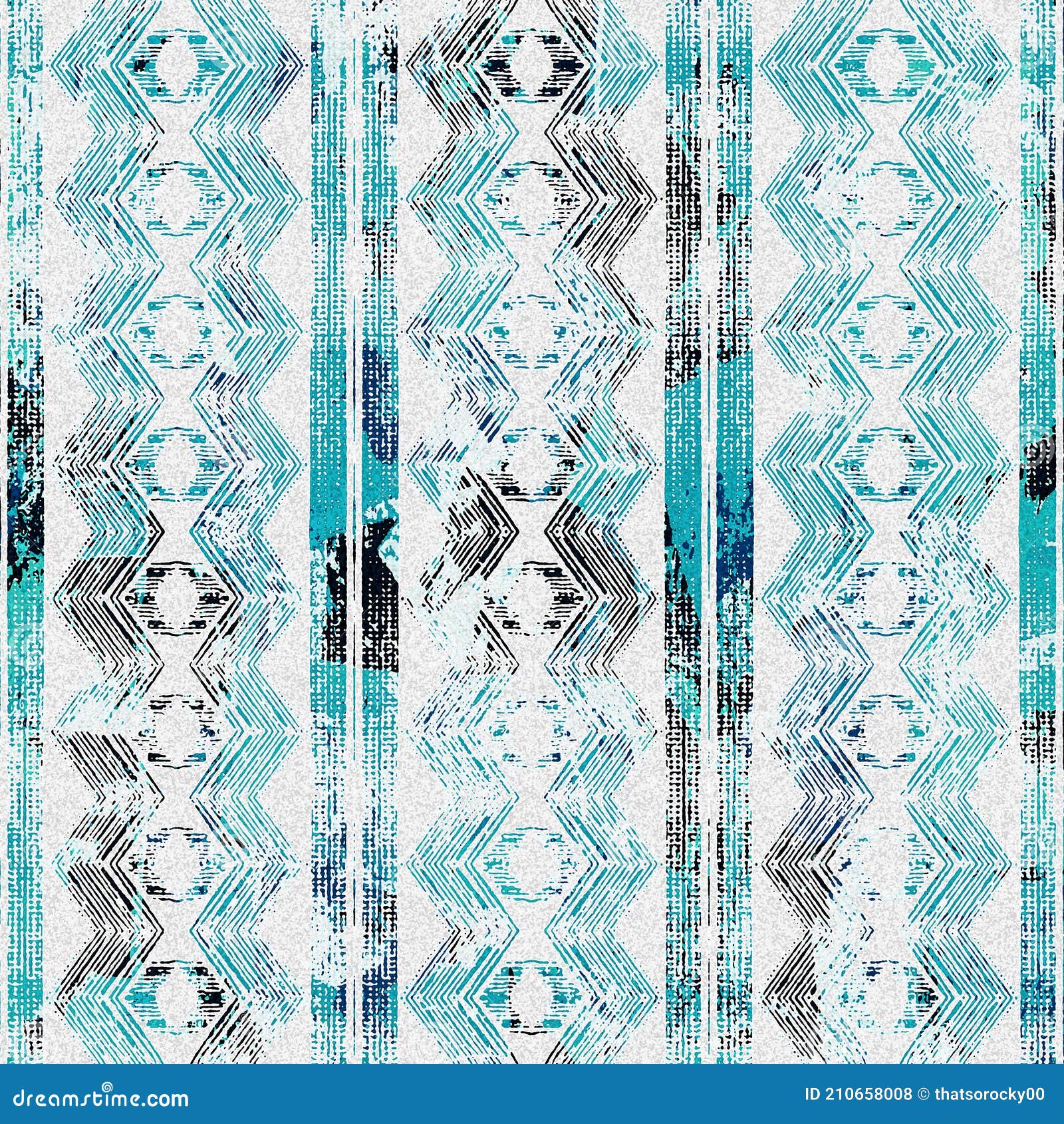 Geometric Boho Style Tribal Pattern with Distressed Texture and Effect ...