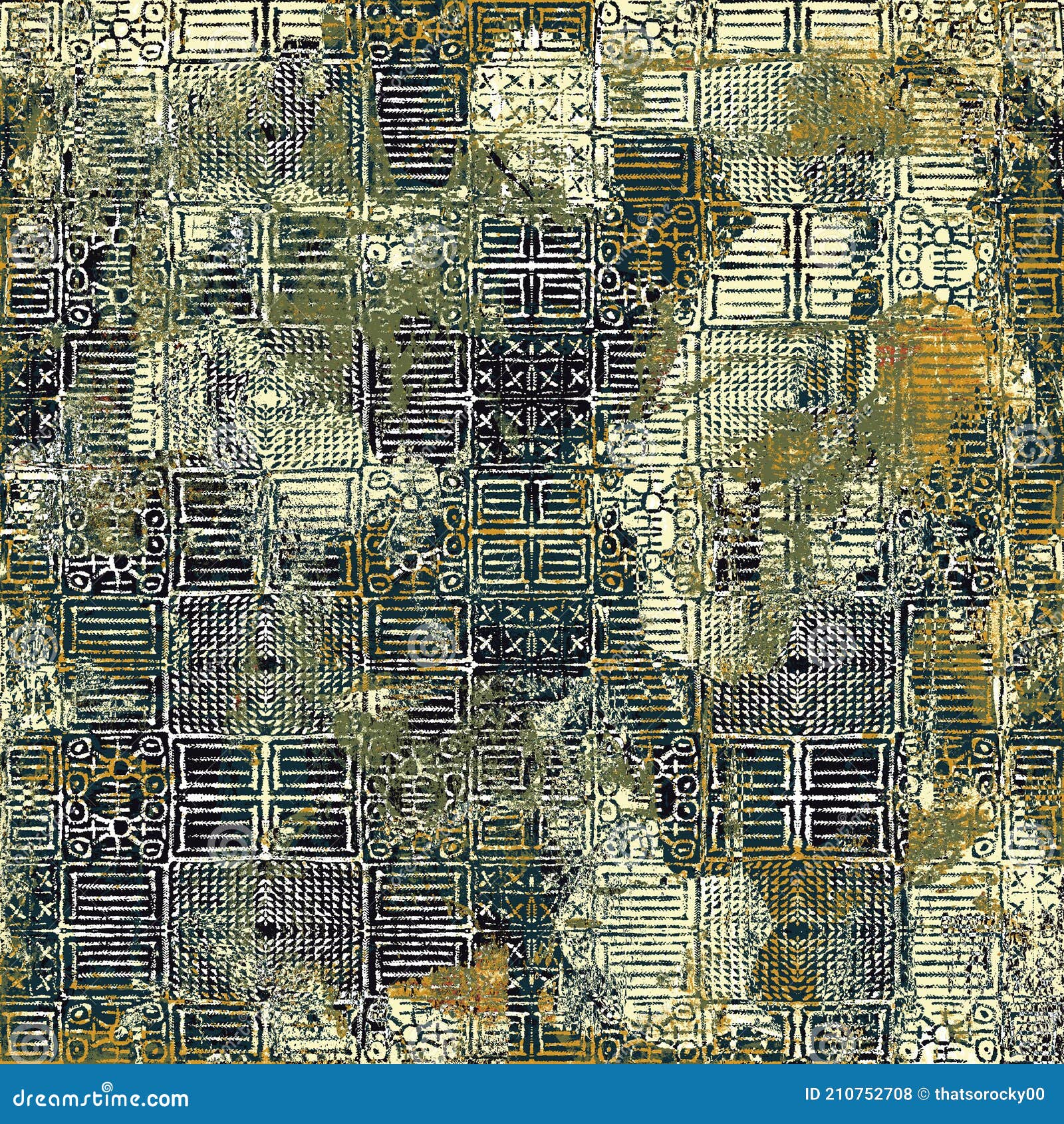 Geometric Boho Style Tribal Pattern with Distressed Texture and Effect ...