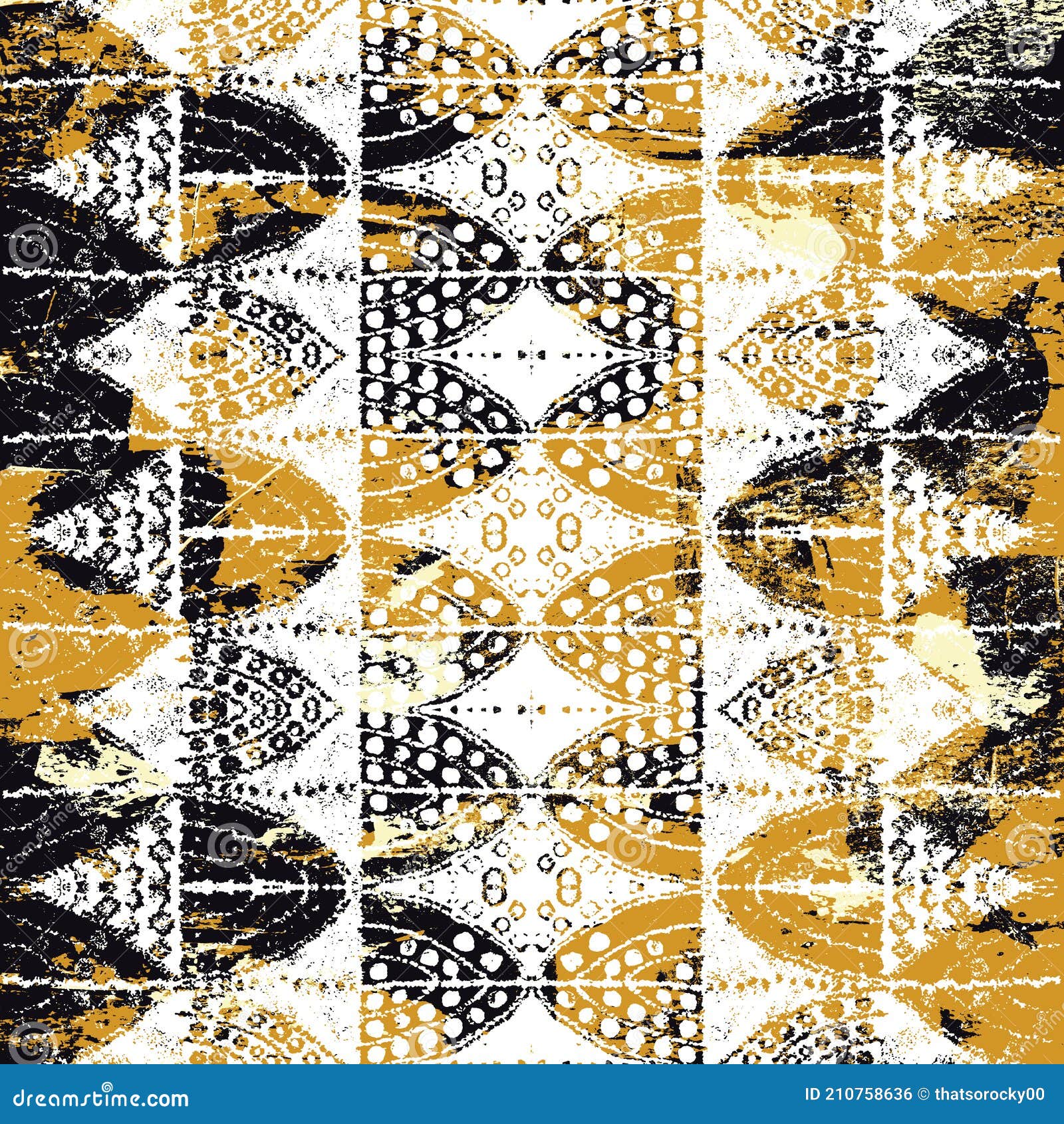 Geometric Boho Style Tribal Pattern with Distressed Texture and Effect ...