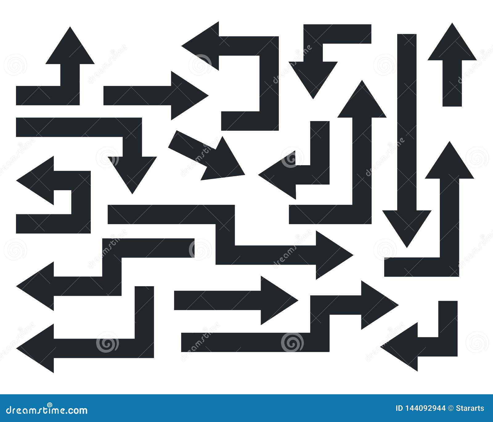 Geometric Bold Arrows Elements Collection Stock Vector - Illustration ...