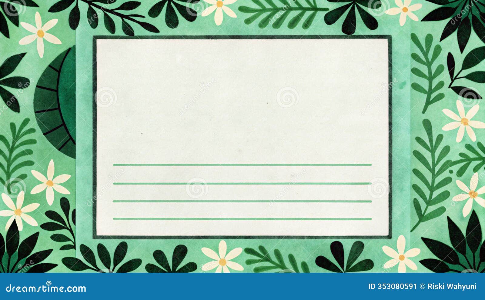 Geometric Border Pattern with Paper Texture and Forest Canopy Palette ...