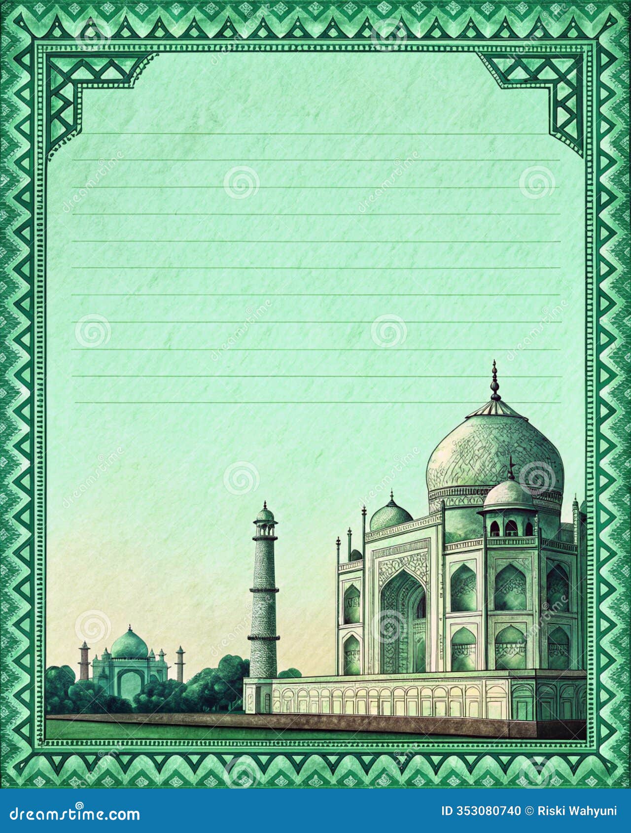 Geometric Border Pattern with Paper Texture and Forest Canopy Palette ...