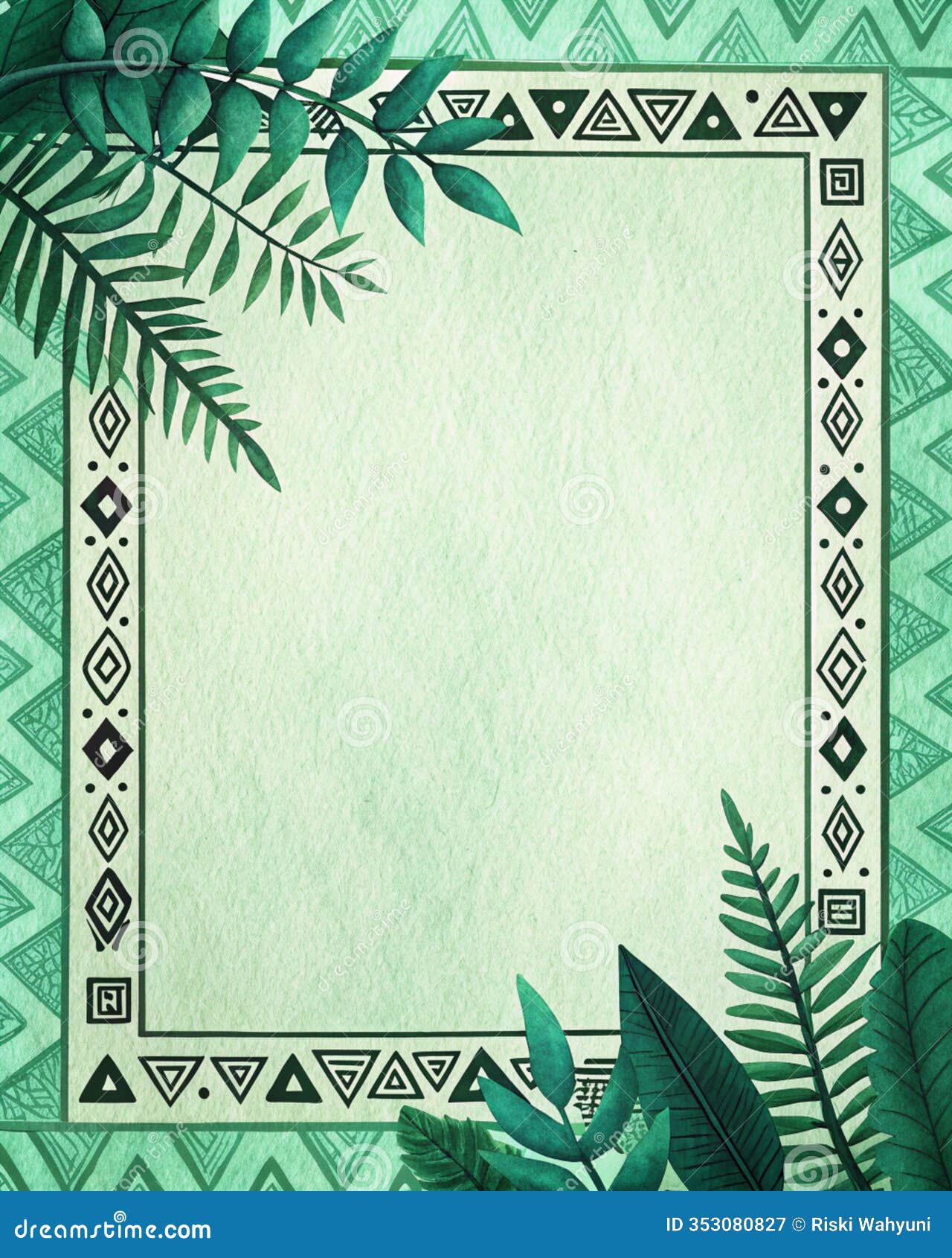 Geometric Border Pattern with Paper Texture and Forest Canopy Palette ...