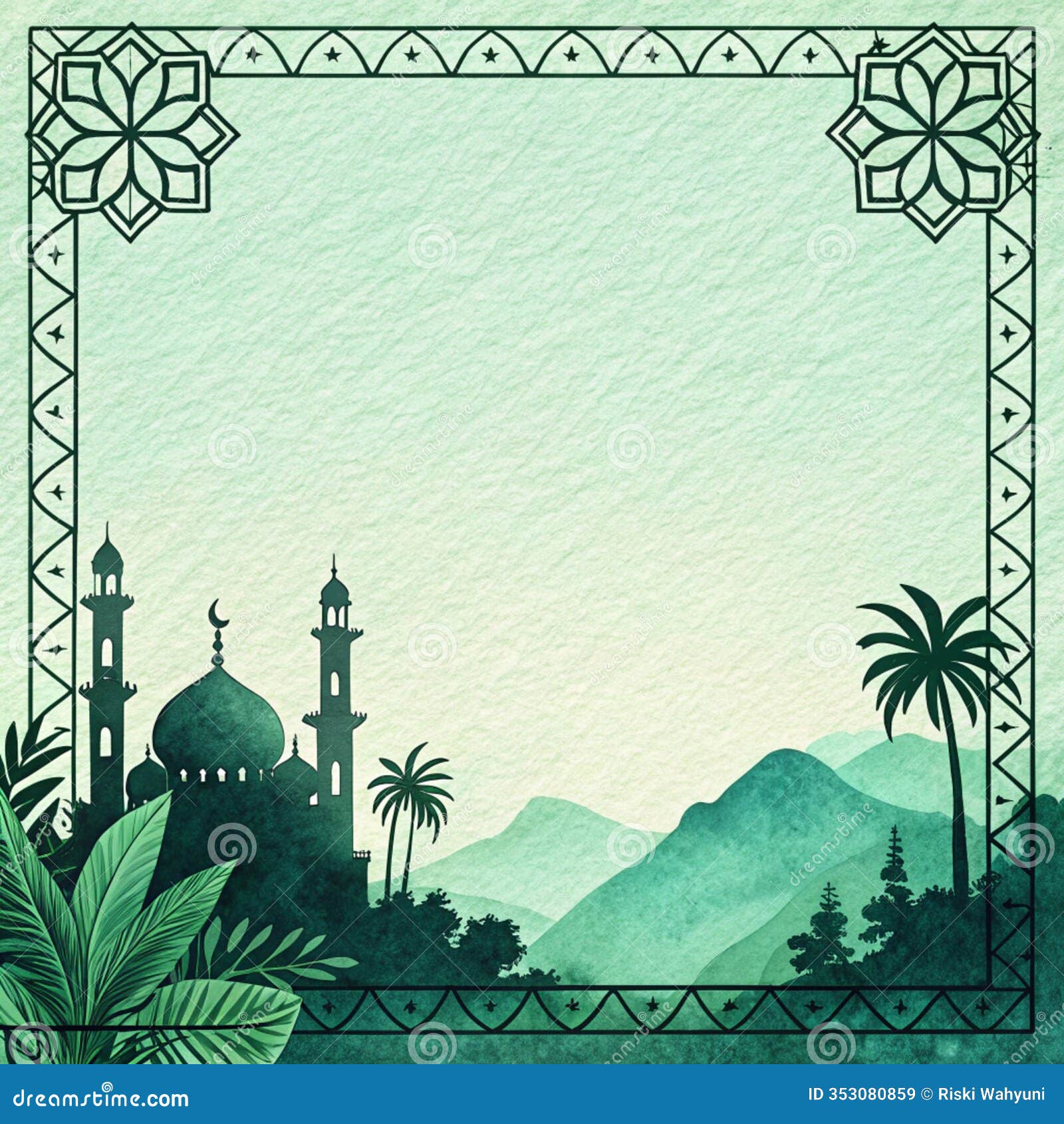 Geometric Border Pattern with Paper Texture and Forest Canopy Palette ...