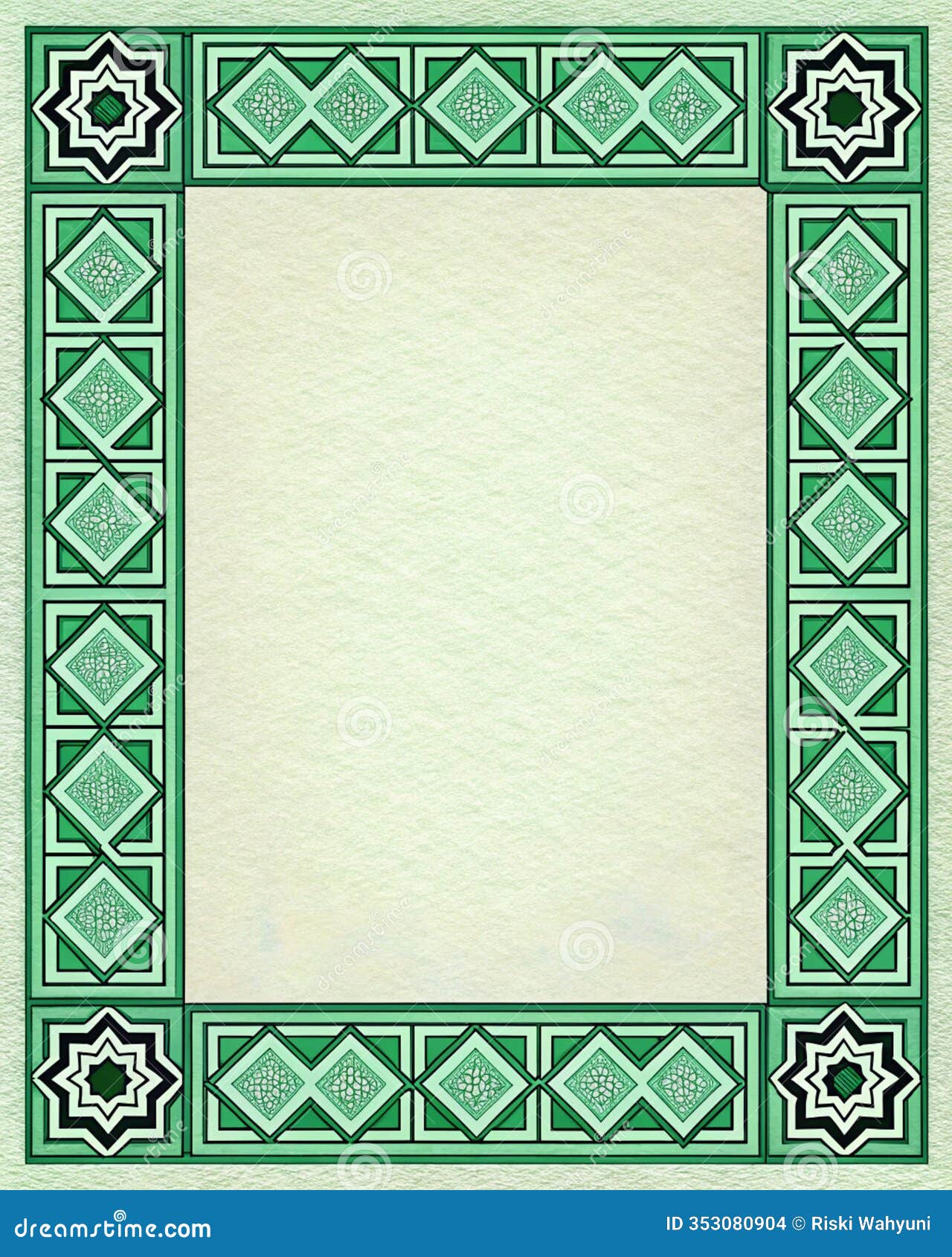 Geometric Border Pattern with Paper Texture and Forest Canopy Palette ...