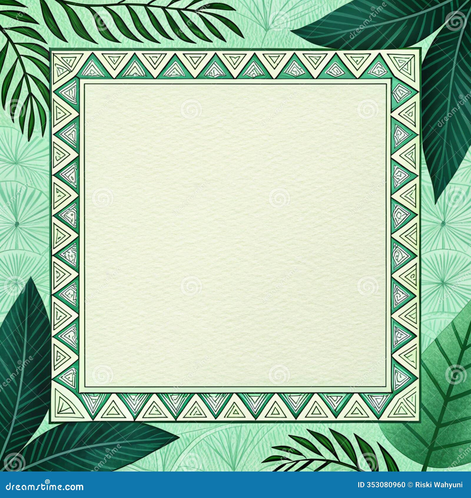 Geometric Border Pattern with Paper Texture and Forest Canopy Palette ...