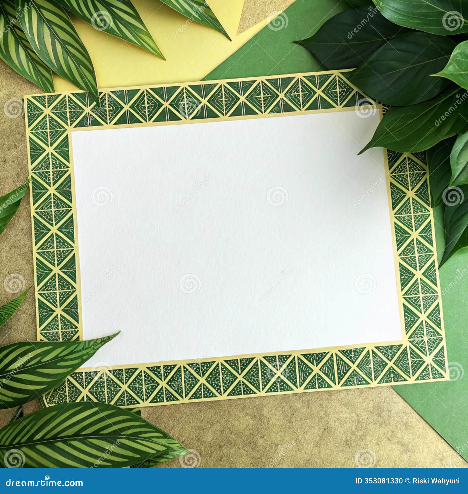 Geometric Border Pattern with Paper Texture and Mossy Grove Palette ...