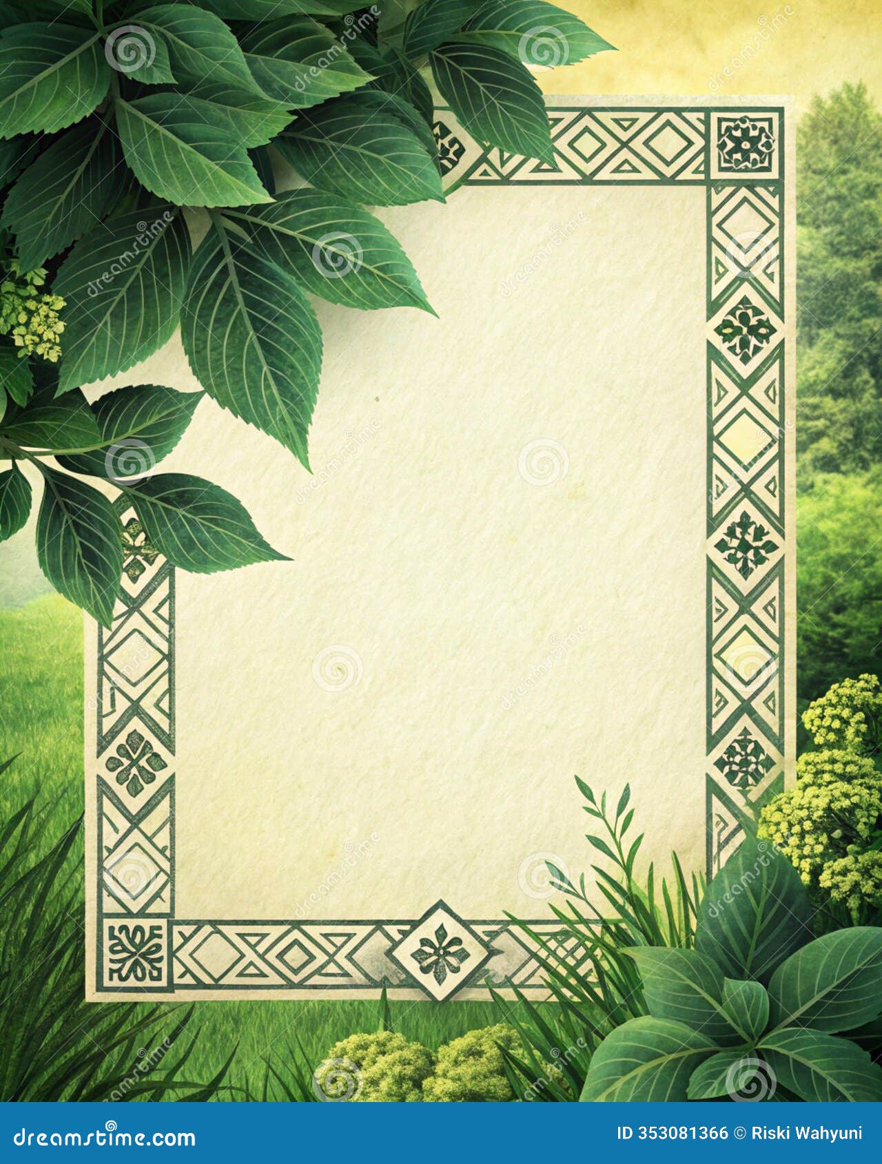 Geometric Border Pattern with Paper Texture and Mossy Grove Palette ...
