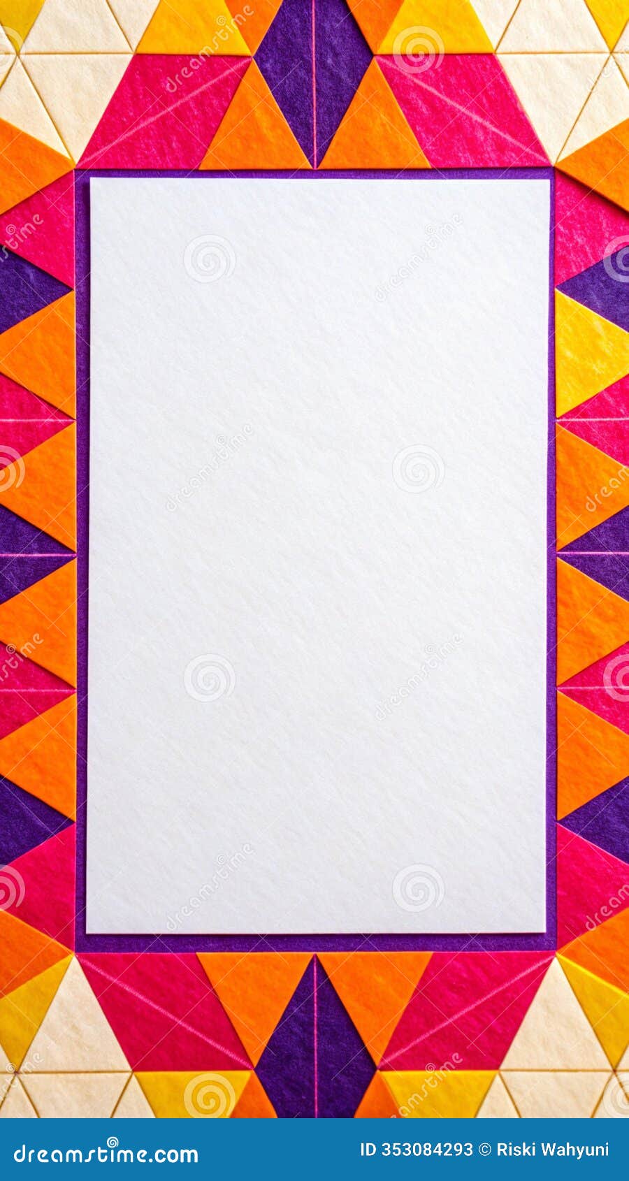 Geometric Border Pattern with Paper Texture and Neon Sunset Palette ...