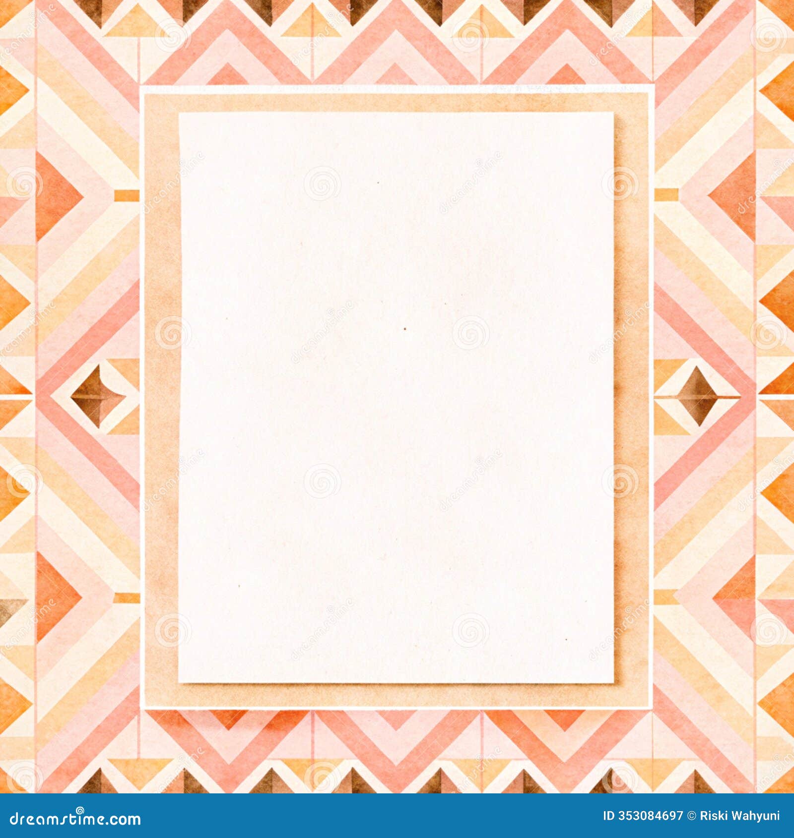 Geometric Border Pattern with Paper Texture and Peachy Blush Palette ...