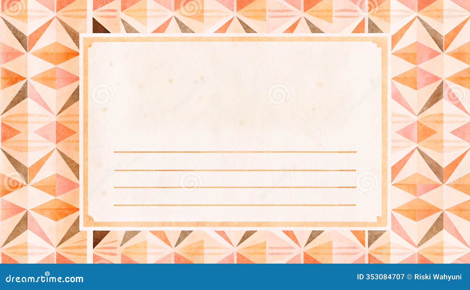 Geometric Border Pattern with Paper Texture and Peachy Blush Palette ...