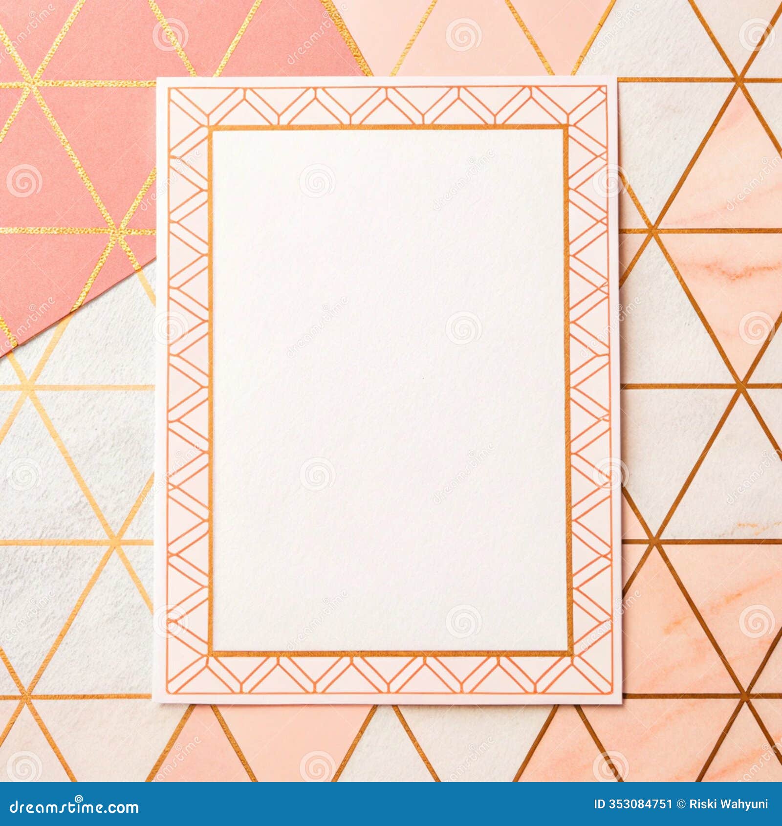 Geometric Border Pattern with Paper Texture and Peachy Blush Palette ...