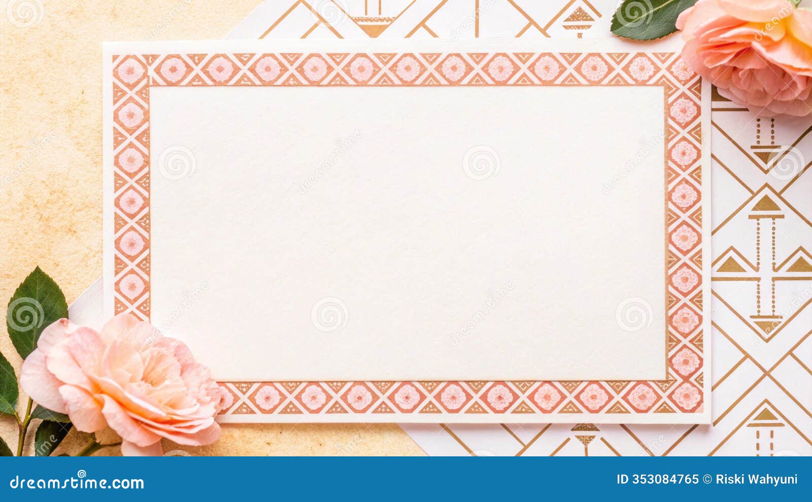 Geometric Border Pattern with Paper Texture and Peachy Blush Palette ...