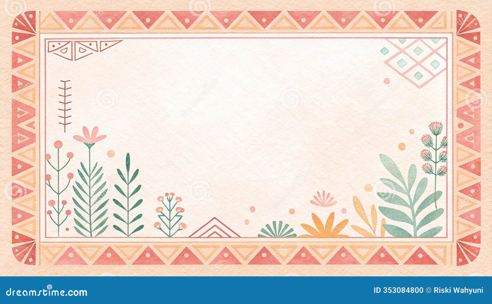 Geometric Border Pattern with Paper Texture and Peachy Blush Palette ...