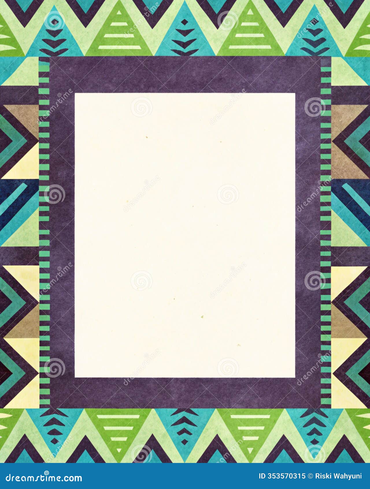 Geometric Border Pattern with Paper Texture and Vibrant Earthy Cool ...