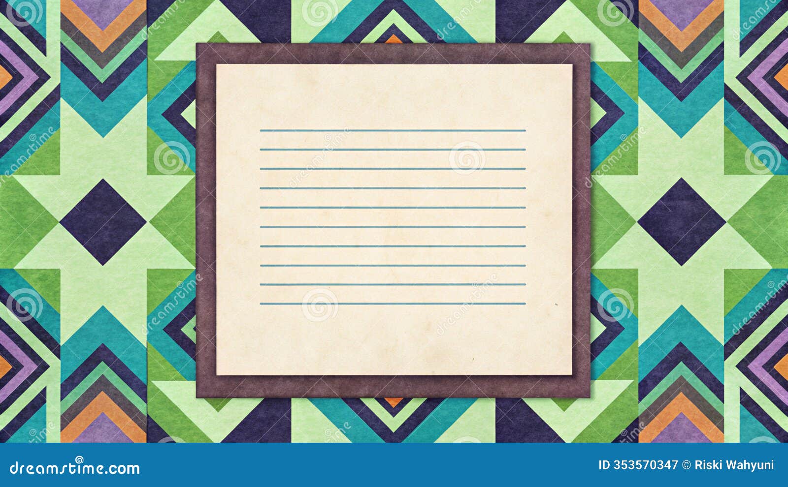 Geometric Border Pattern with Paper Texture and Vibrant Earthy Cool ...