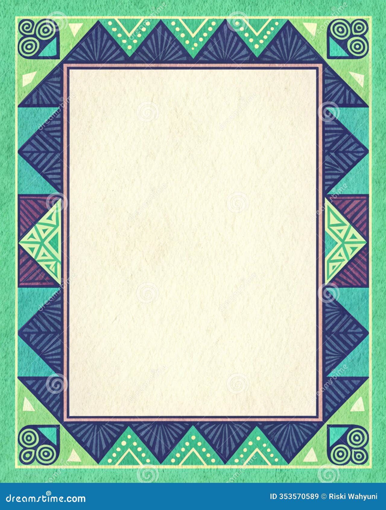 Geometric Border Pattern with Paper Texture and Vibrant Earthy Cool ...