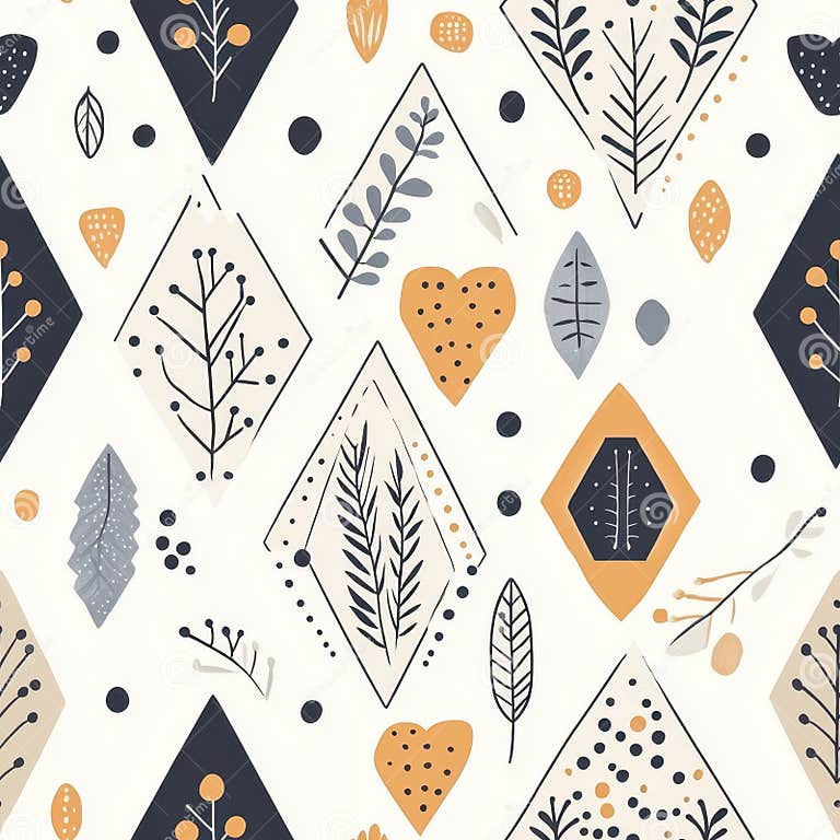Geometric and Botanical Patterns Seamless Background for Design Use ...