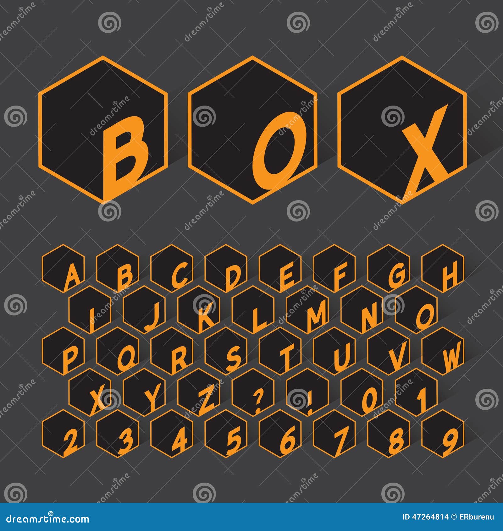 Geometric Box Alphabet and Numbers Stock Vector - Illustration of ...