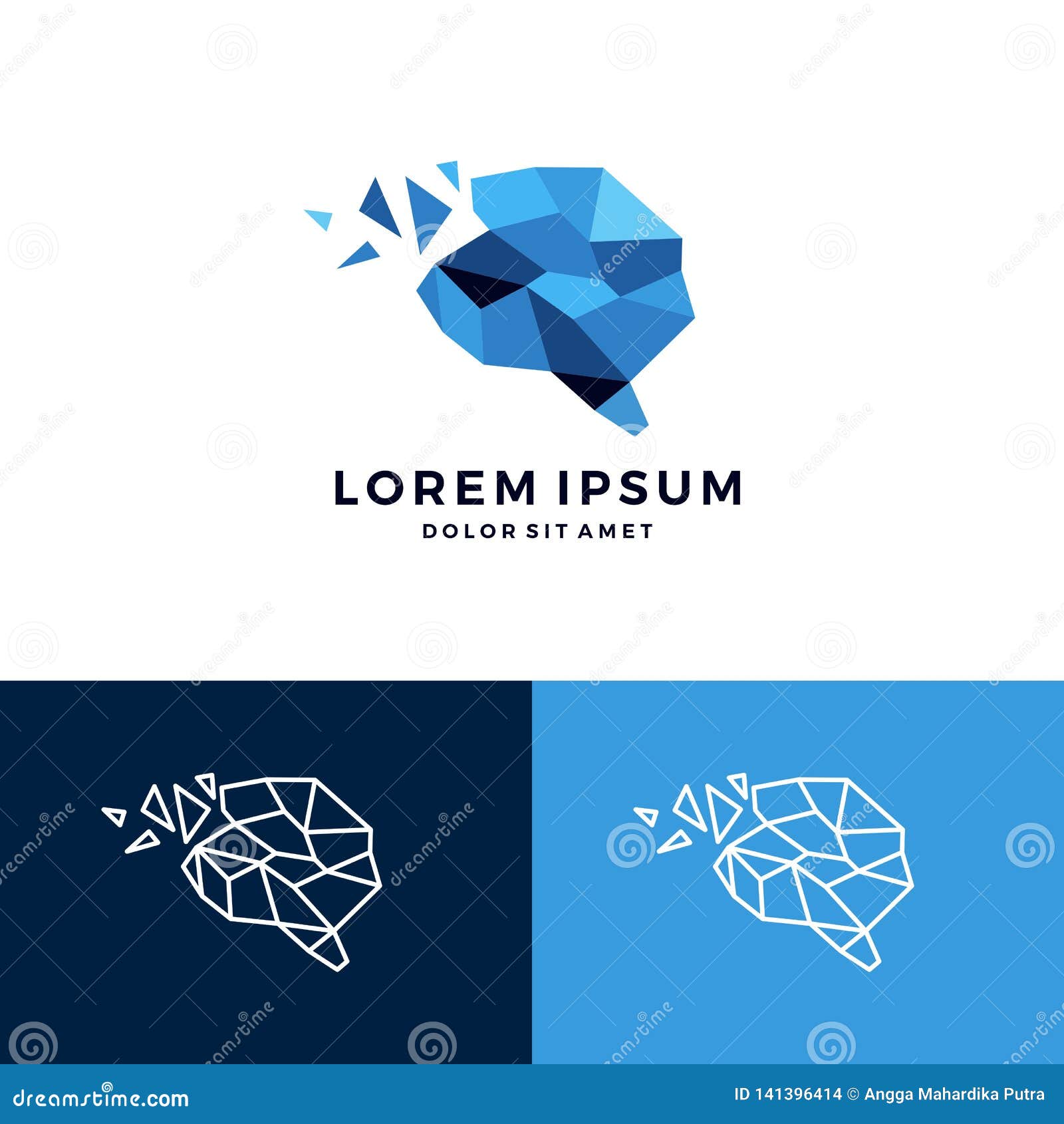 Geometric Brain Logo Low Poly Vector Download Stock Illustration ...