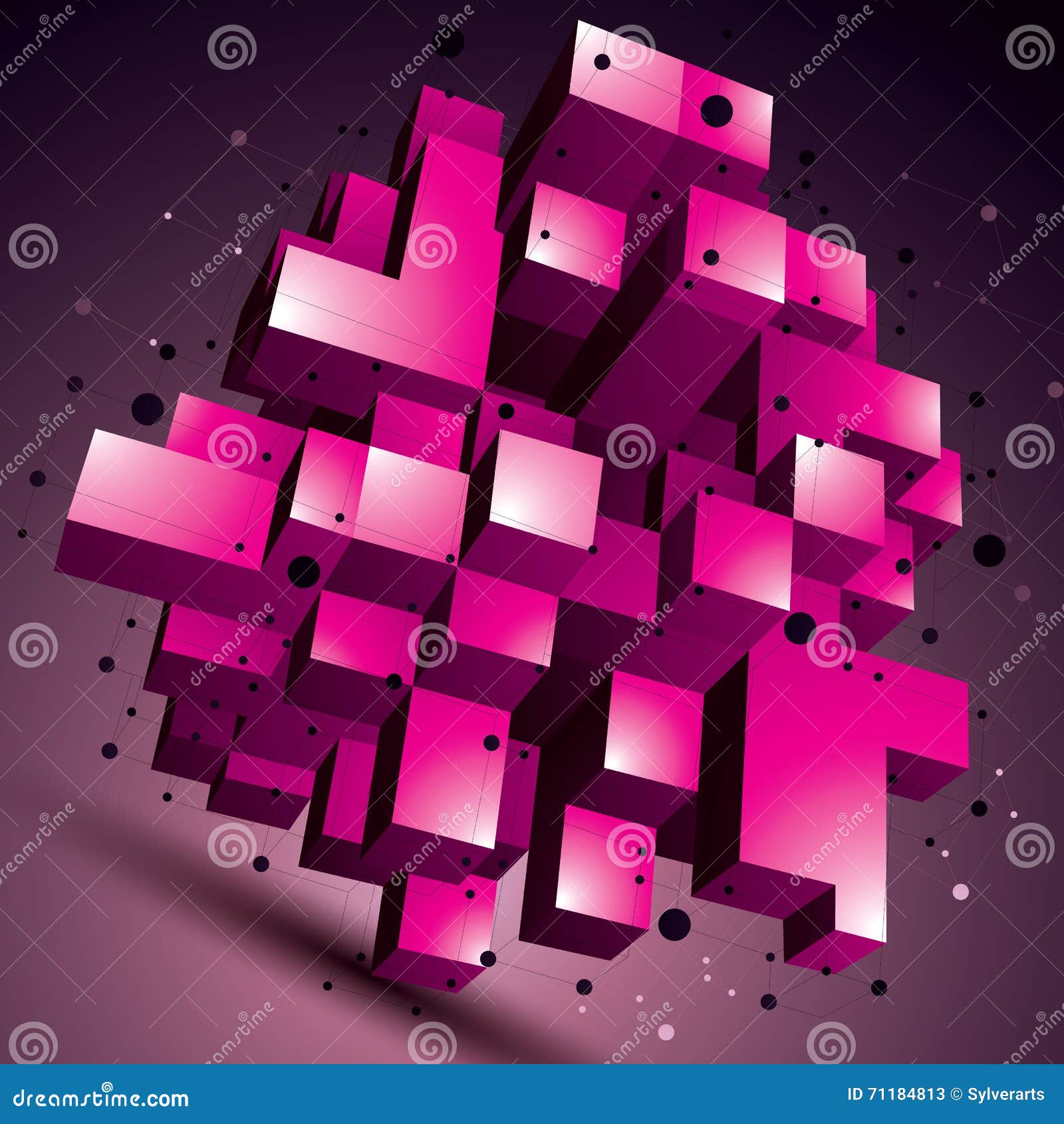 Geometric Bright Polygonal Structure with Lines Mesh, Purple Mod Stock ...