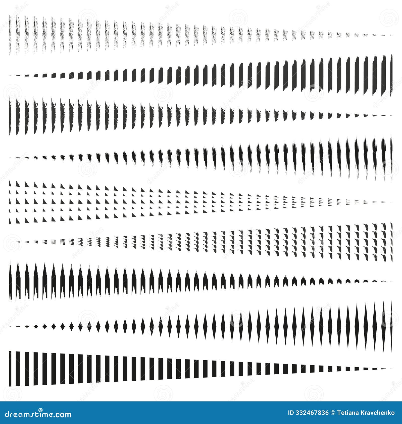 Geometric Brush Strokes. Distorted Shapes Variation. Abstract Vector ...
