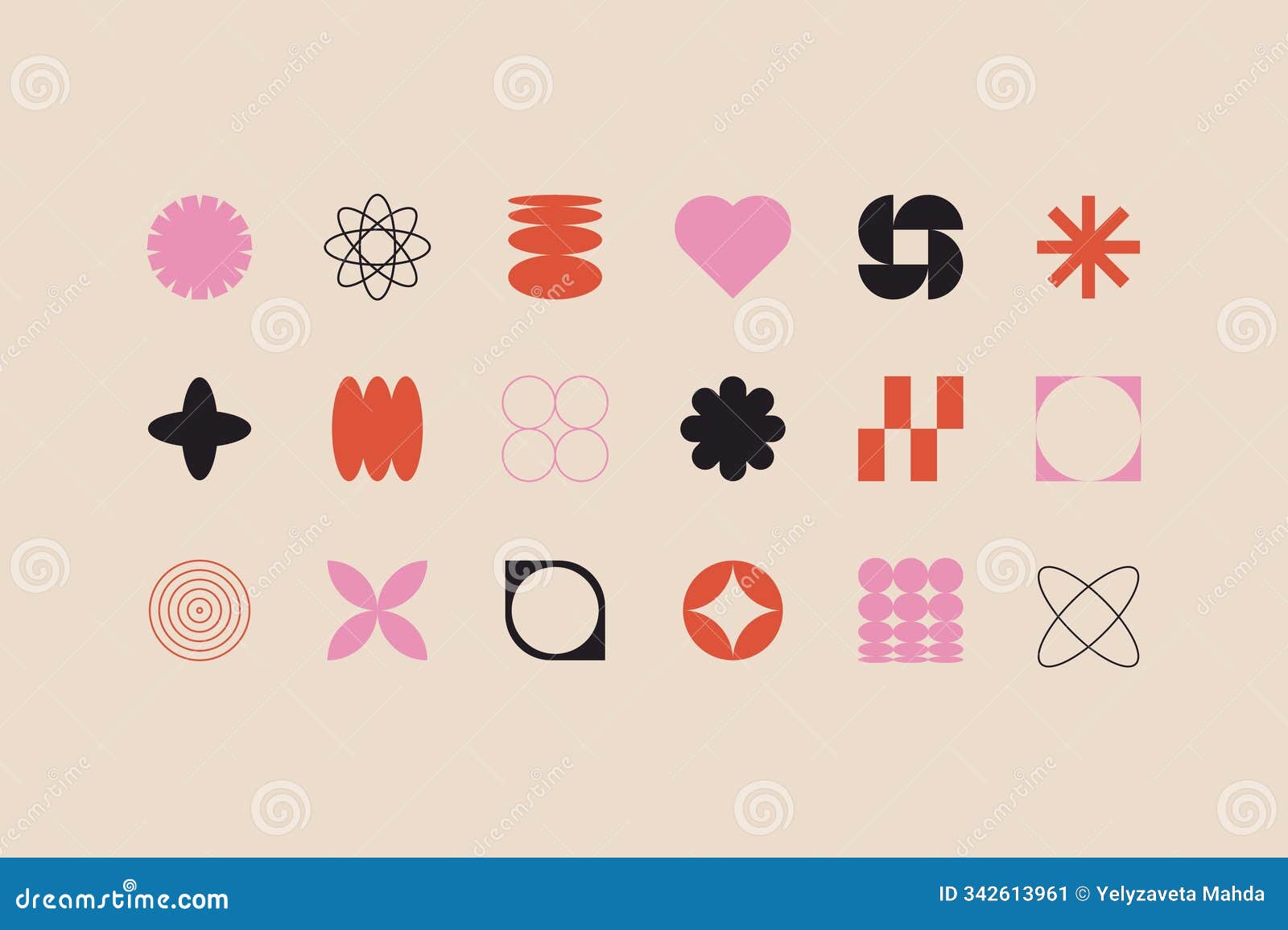 Geometric Brutalist Shapes. Abstract Retro 80s 90s Minimal Basic ...