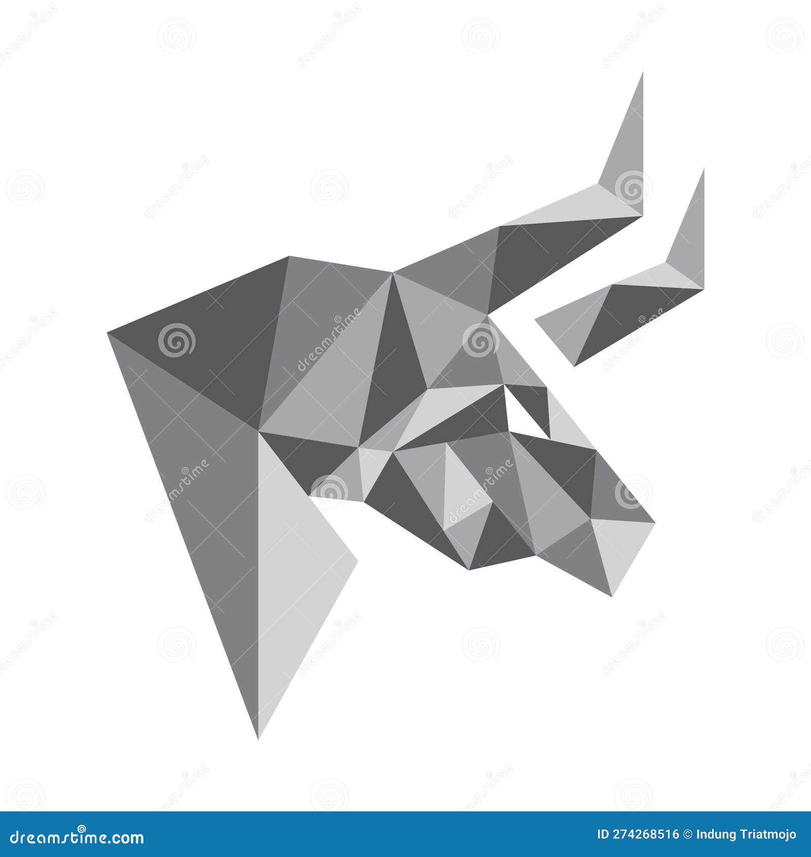 Geometric Bull Head Vector Grey Color Stock Vector - Illustration of ...