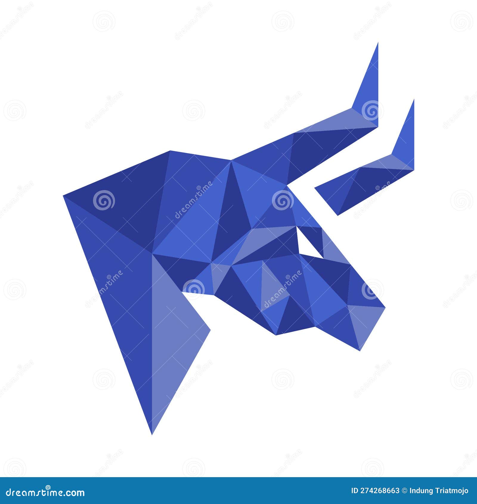 Geometric Bull Head Vector Blue Color Stock Vector - Illustration of ...