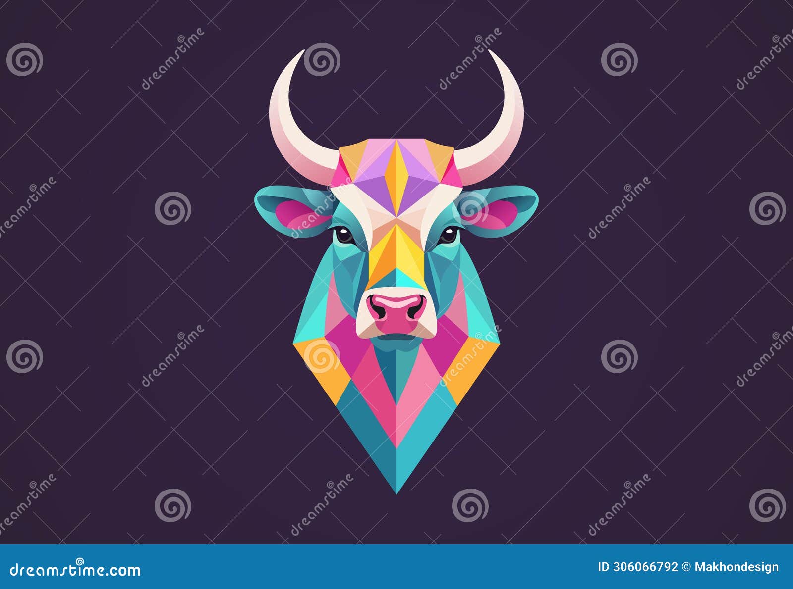 Geometric Bull Head Logo Design Vector Illustration Stock Vector ...
