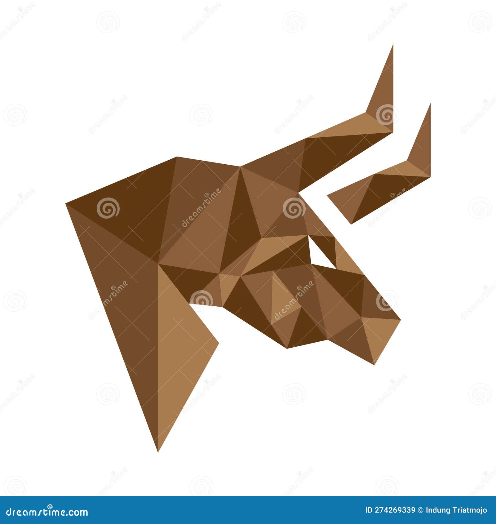 Geometric Low Poly Bull Head Vector Brown Color Stock Vector ...