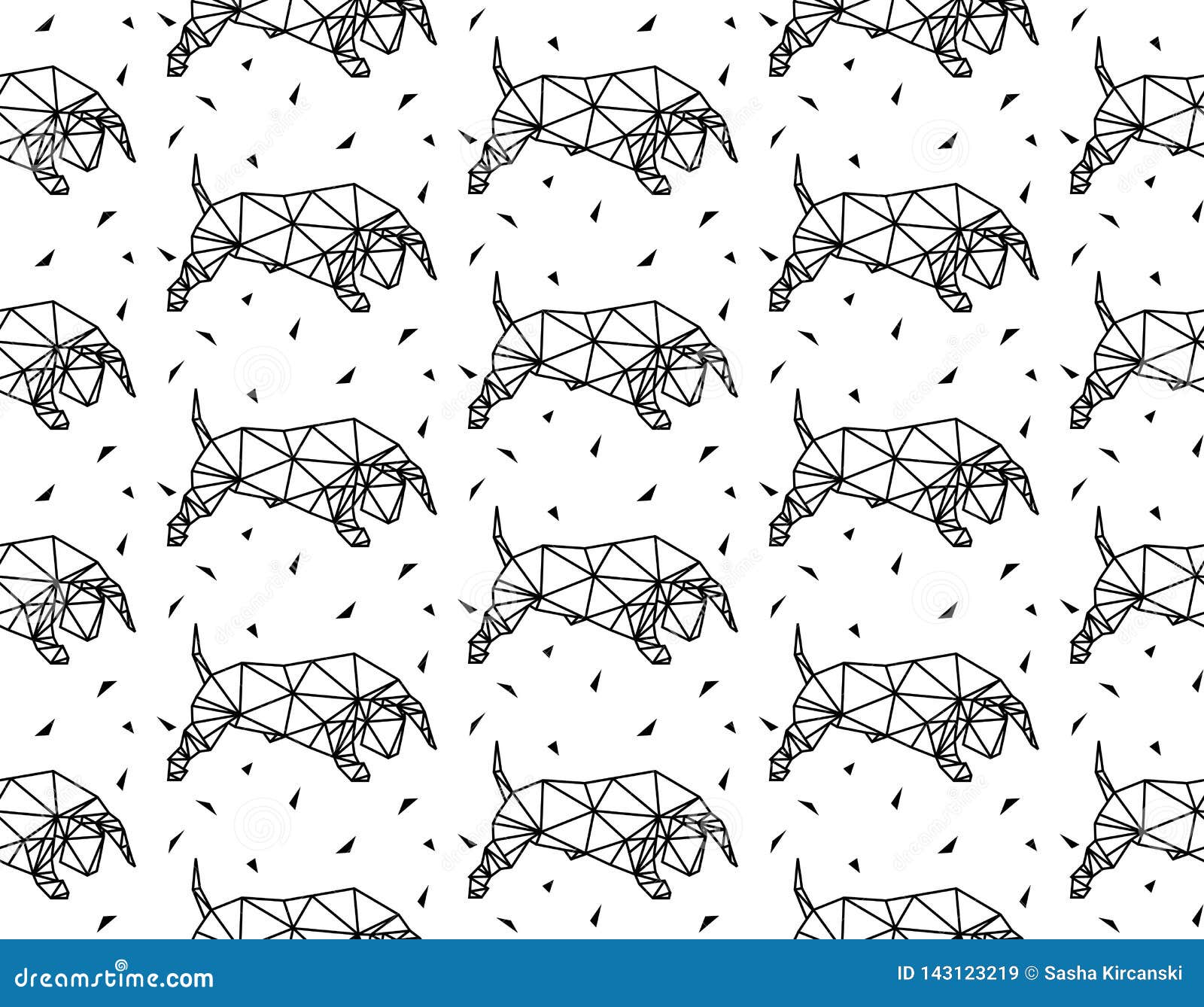 Geometric Bull Seamless Vector Pattern Stock Vector - Illustration of ...