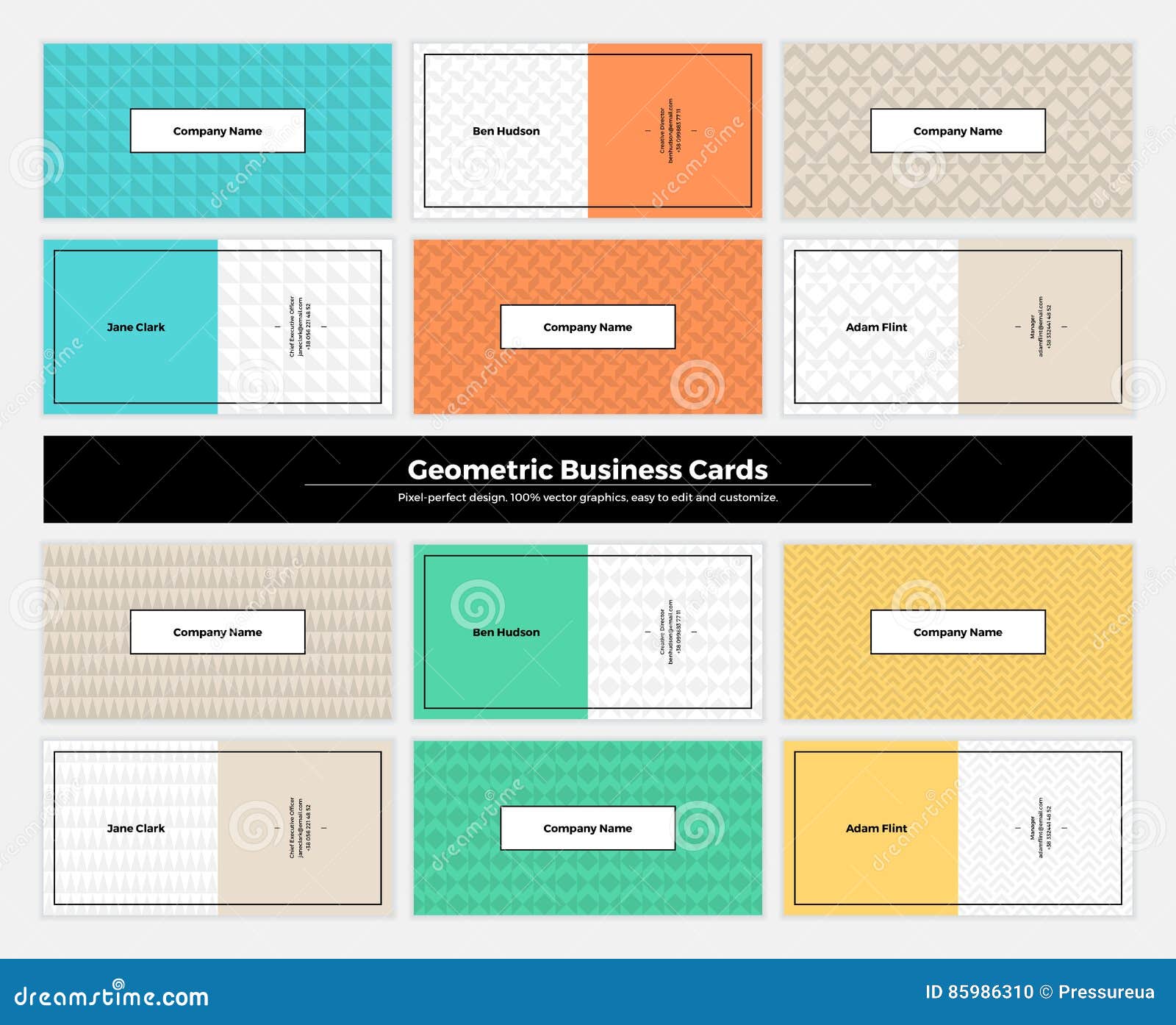 Geometric Business Cards 003 Stock Vector - Illustration of geometric ...